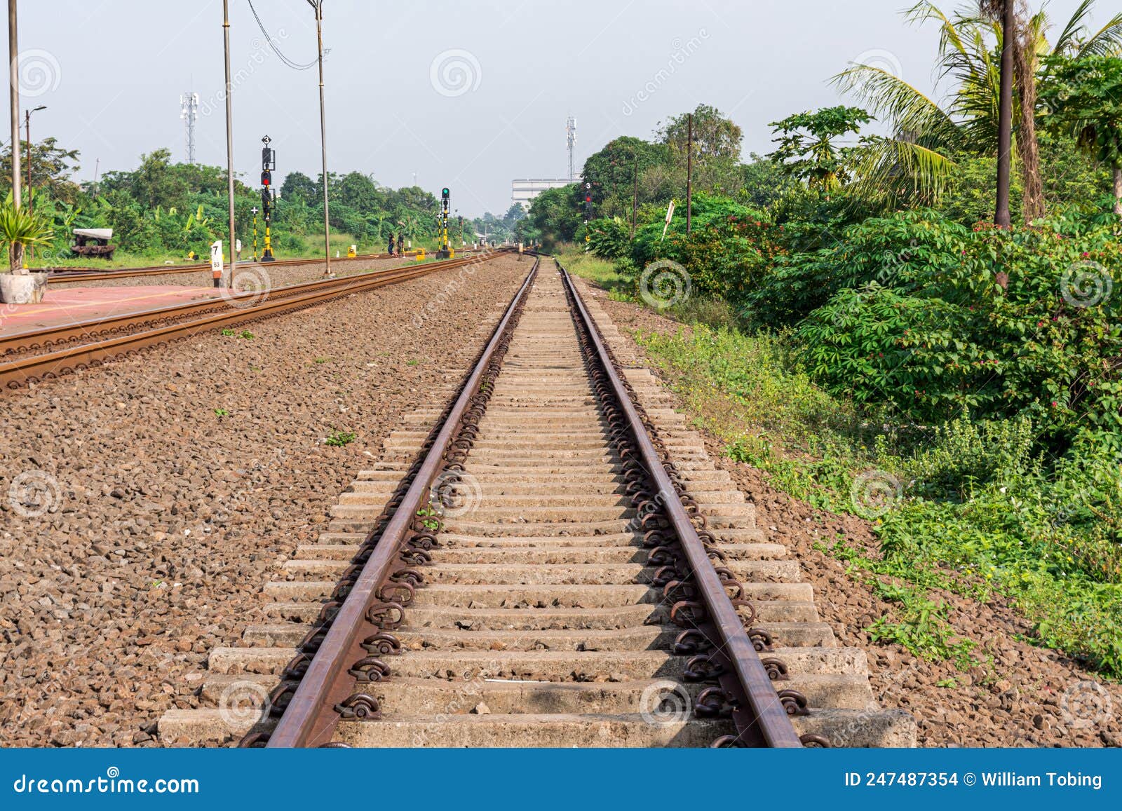 Train rail on Rocky ground stock photo. Image of iron - 247487354