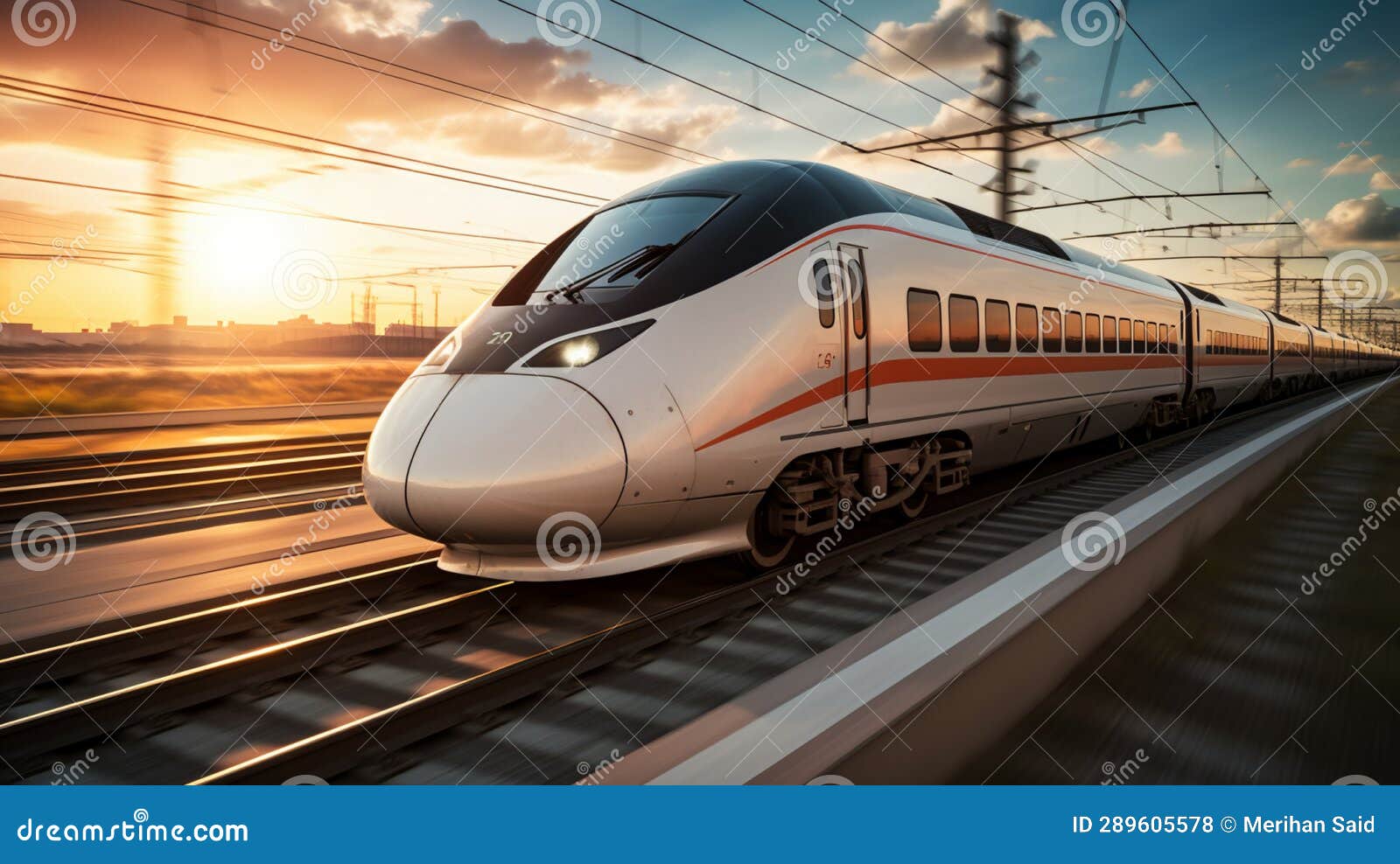 Train on Railroad Track with Motion Blur Effect. AI Generative Stock ...