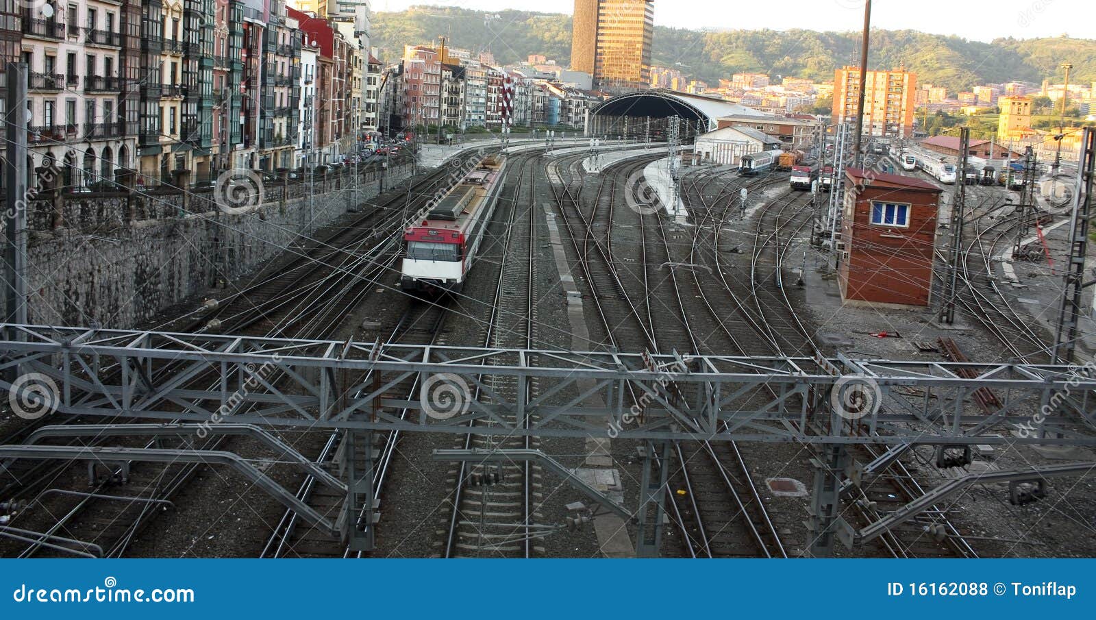 Train. Railroad Tracks and Catenary Stock Photo - Image of route ...