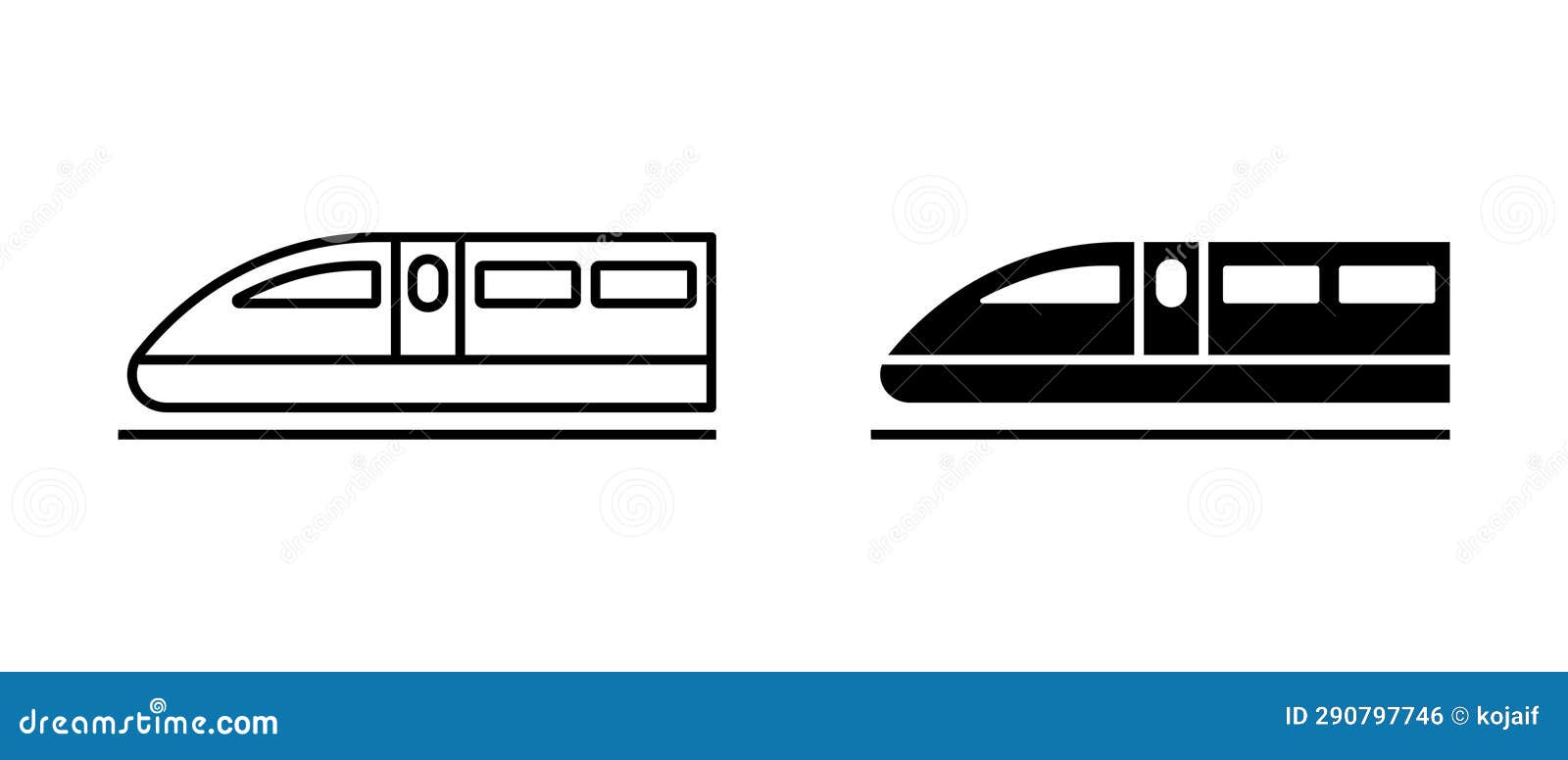 Train on a Railroad Vector Icon Set. Outline Railway Symbol Stock ...