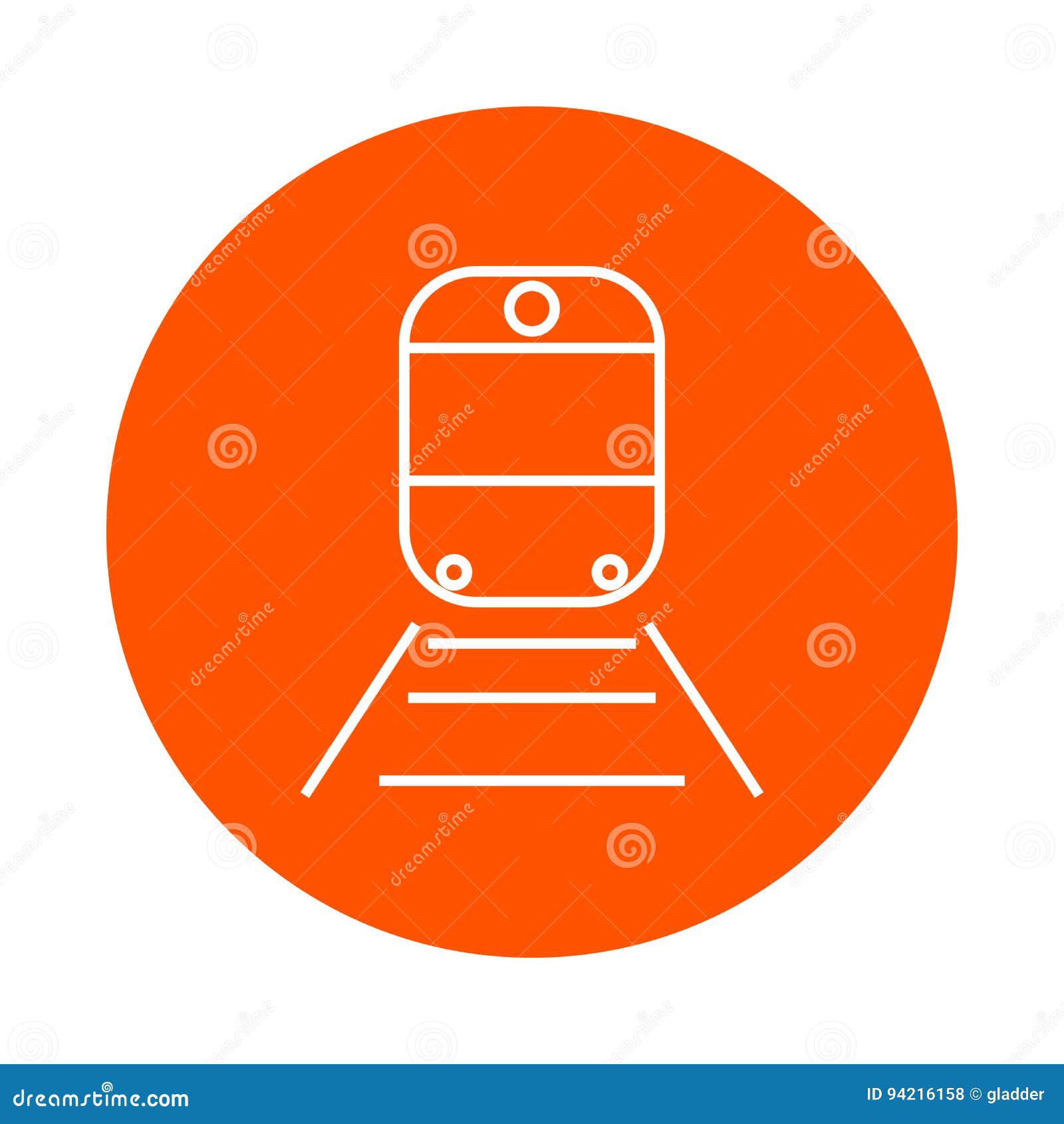 Train on Rails, Monochrome Round Linear Icon Stock Illustration ...