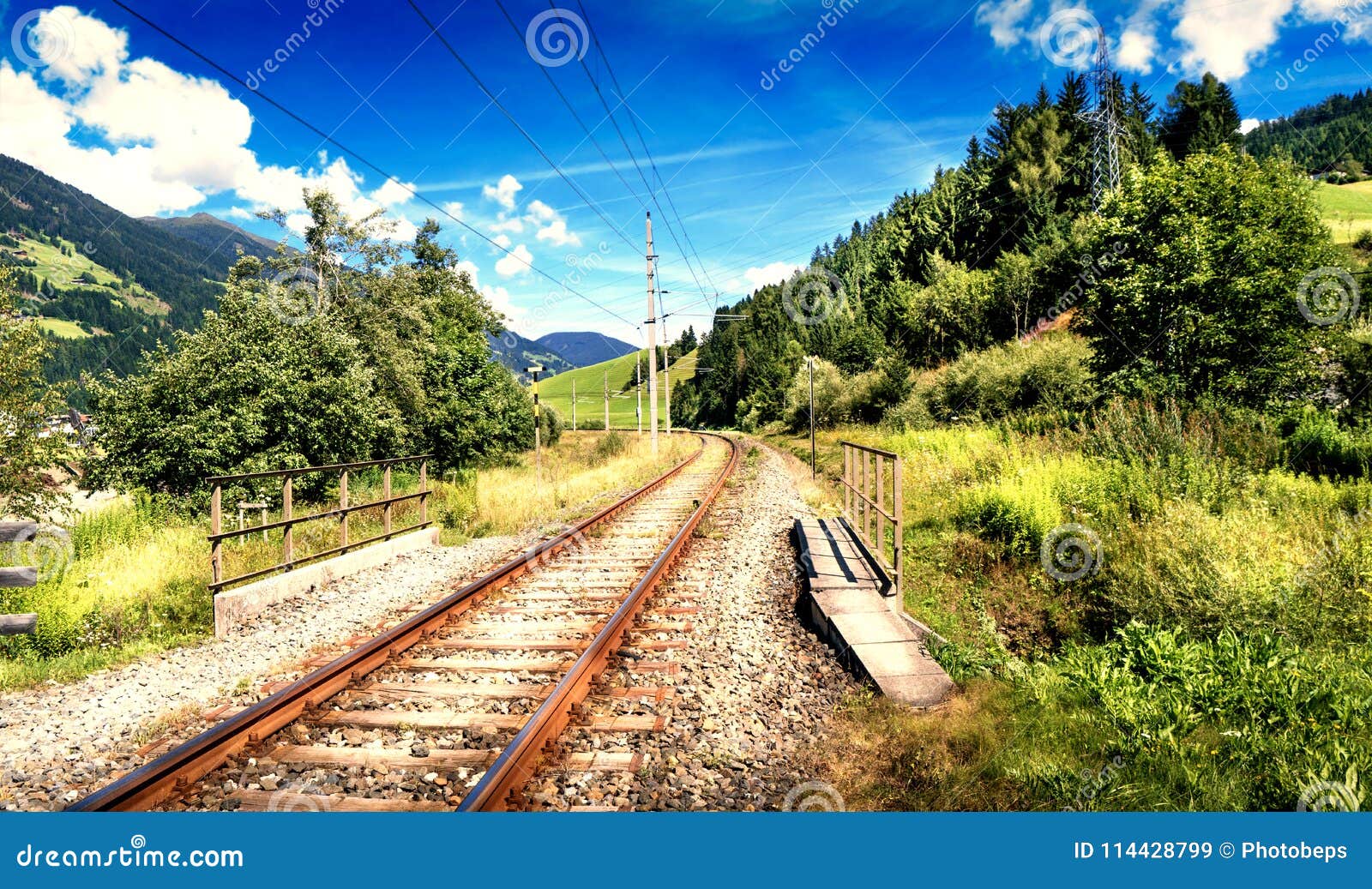 Railway in Mountain Landscape Stock Image - Image of railroad, railways ...