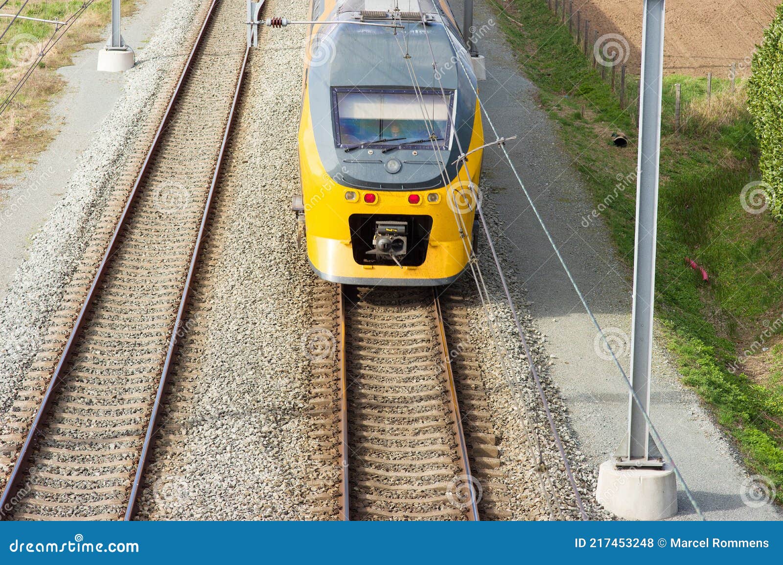 Train on the Railway from Above Stock Photo - Image of voyage, metro ...