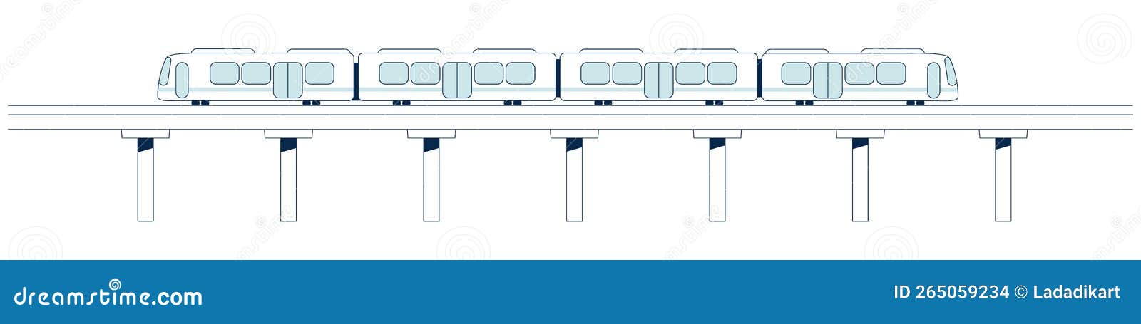 Train on Railway Bridge. Railroad Transport Icon Stock Illustration ...