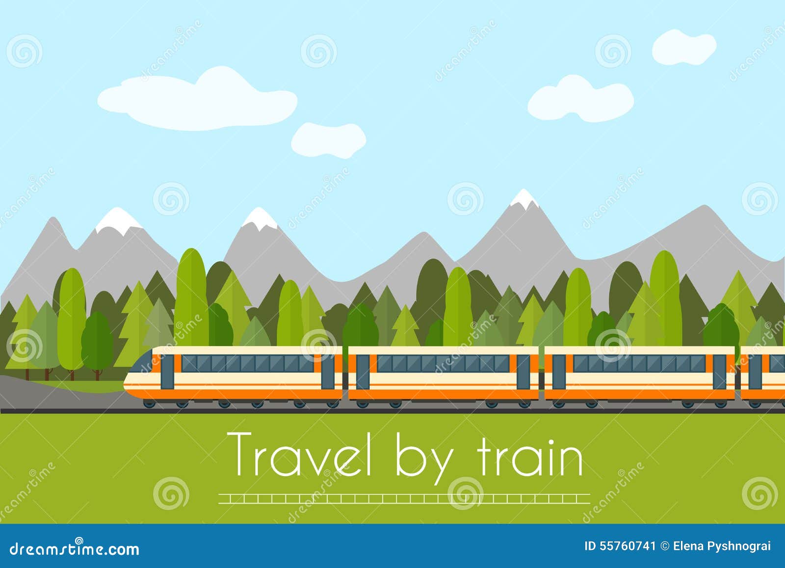 Train on railway stock vector. Illustration of freight - 55760741