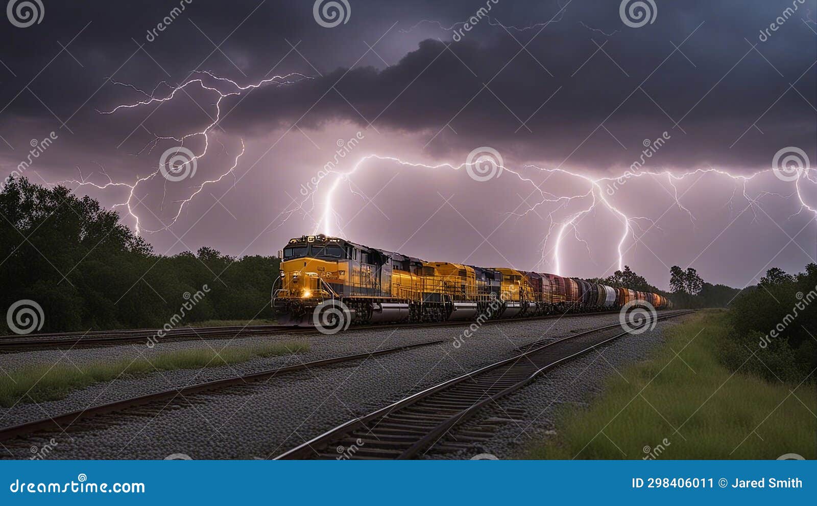 Train on the Railway a Lightning Merchandise Train that is Created of ...