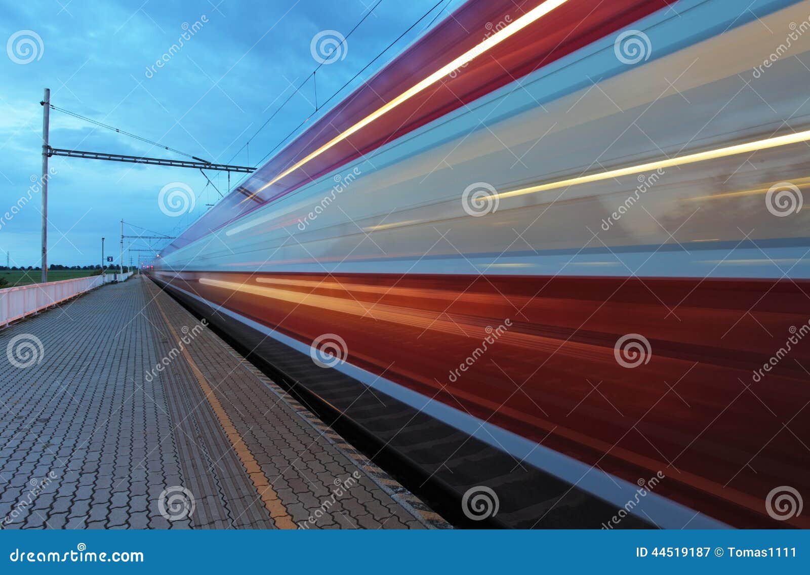 Train in railway at speed stock image. Image of modern - 44519187