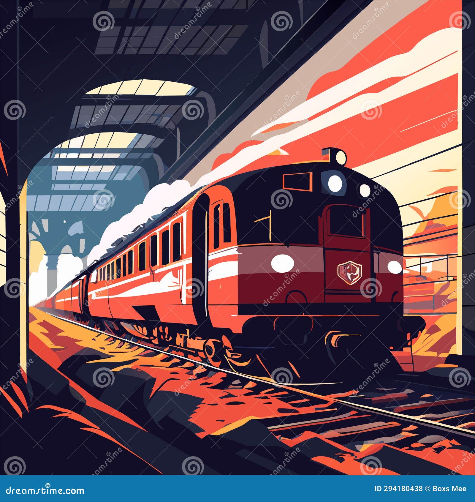 Train at the Railway Station. Vector in a Flat Style. AI Generated ...