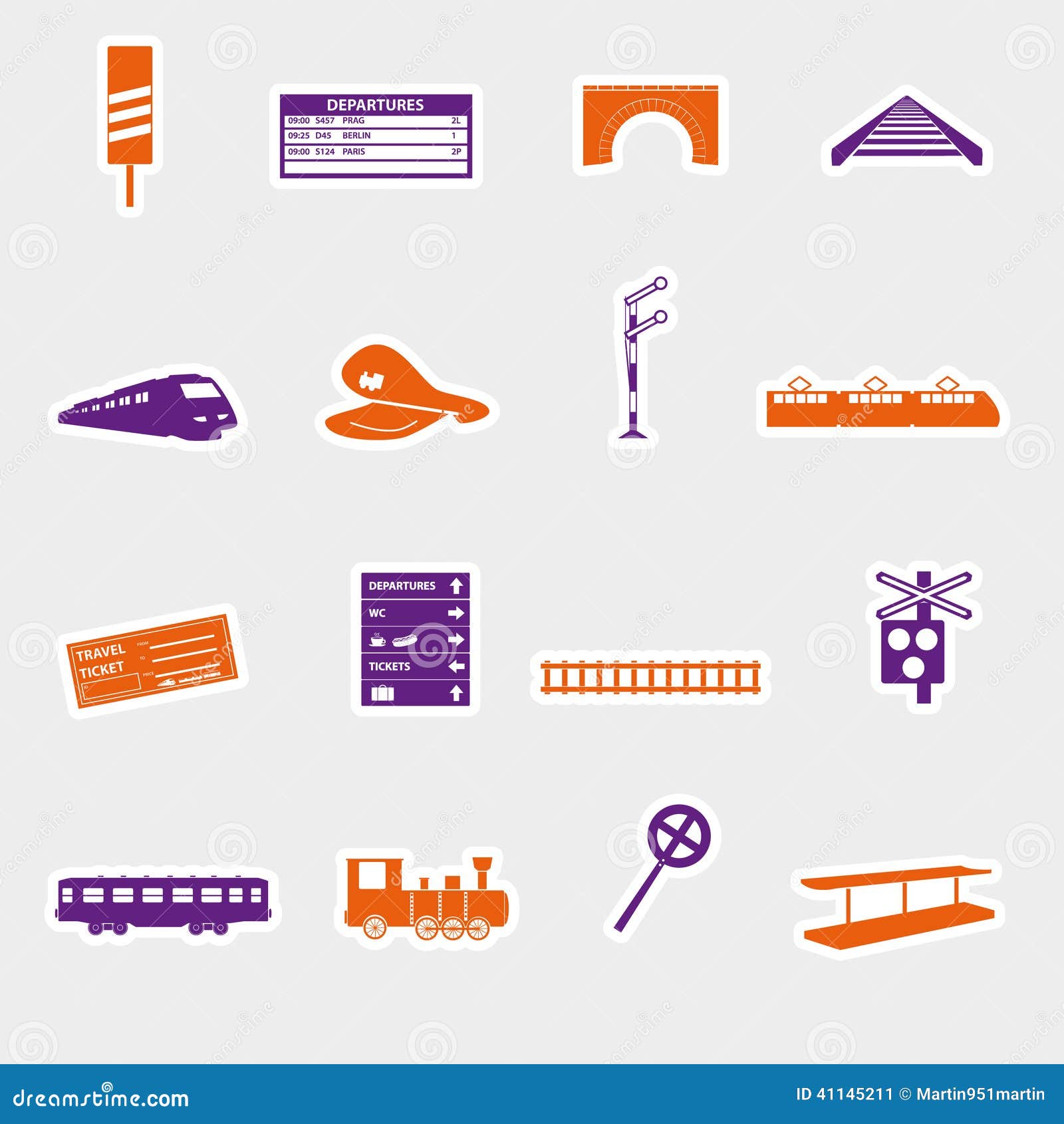 Train and Railway Stickers Eps10 Stock Illustration - Illustration of ...