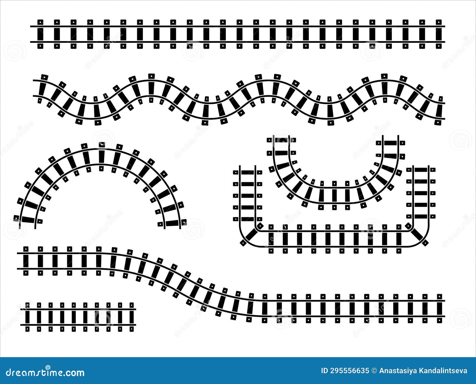Train Railway Track Elements. Rail Road Map Stock Vector - Illustration ...