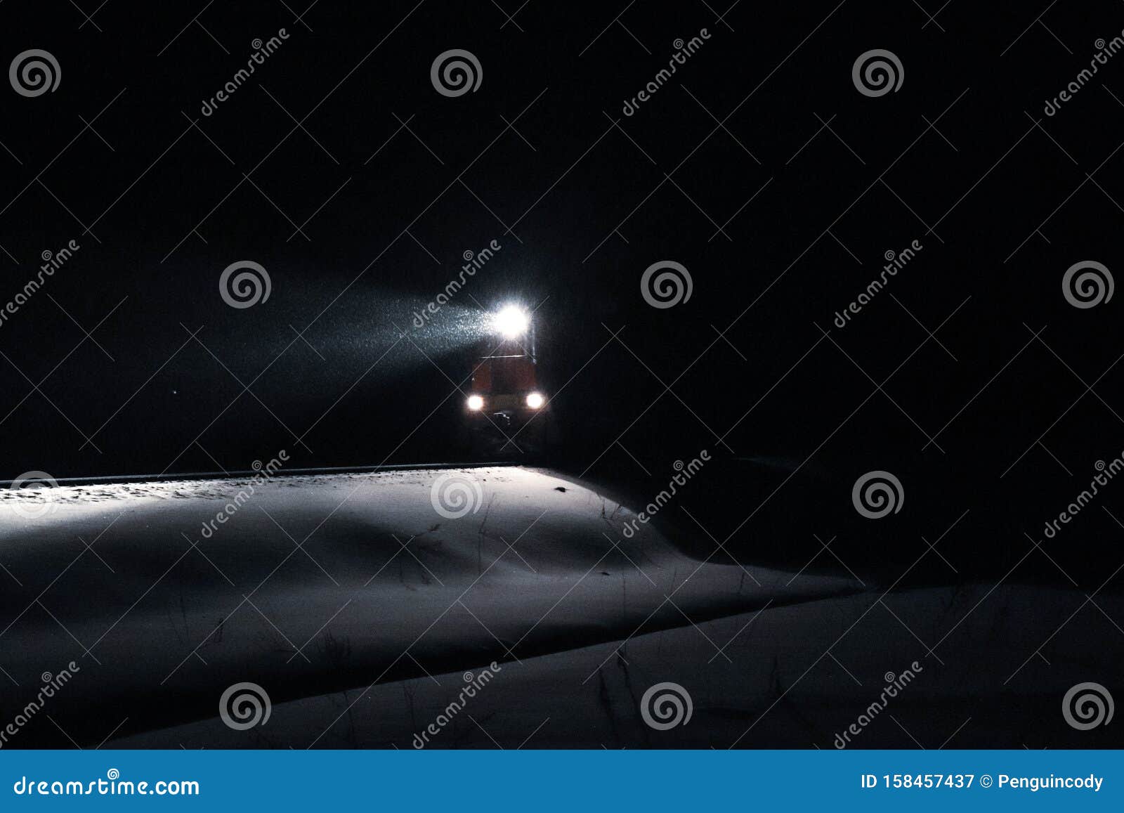 Train on the Railway Track at Night Stock Image - Image of winter ...