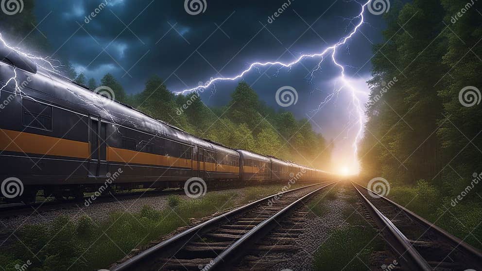 Train on the Railway a Train Trailing through Forest in the Middle of a ...