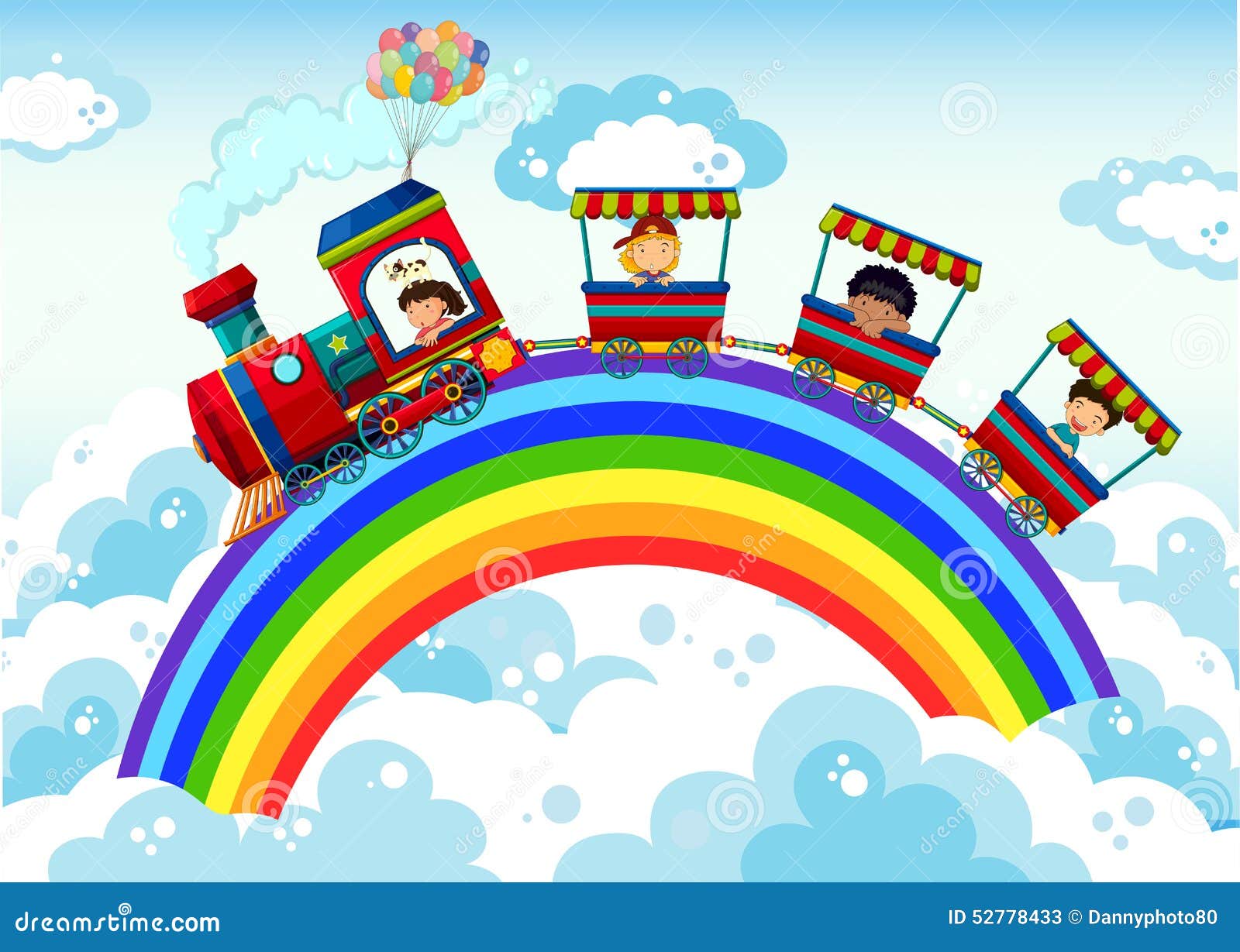 Train and rainbow stock vector. Illustration of ride - 52778433