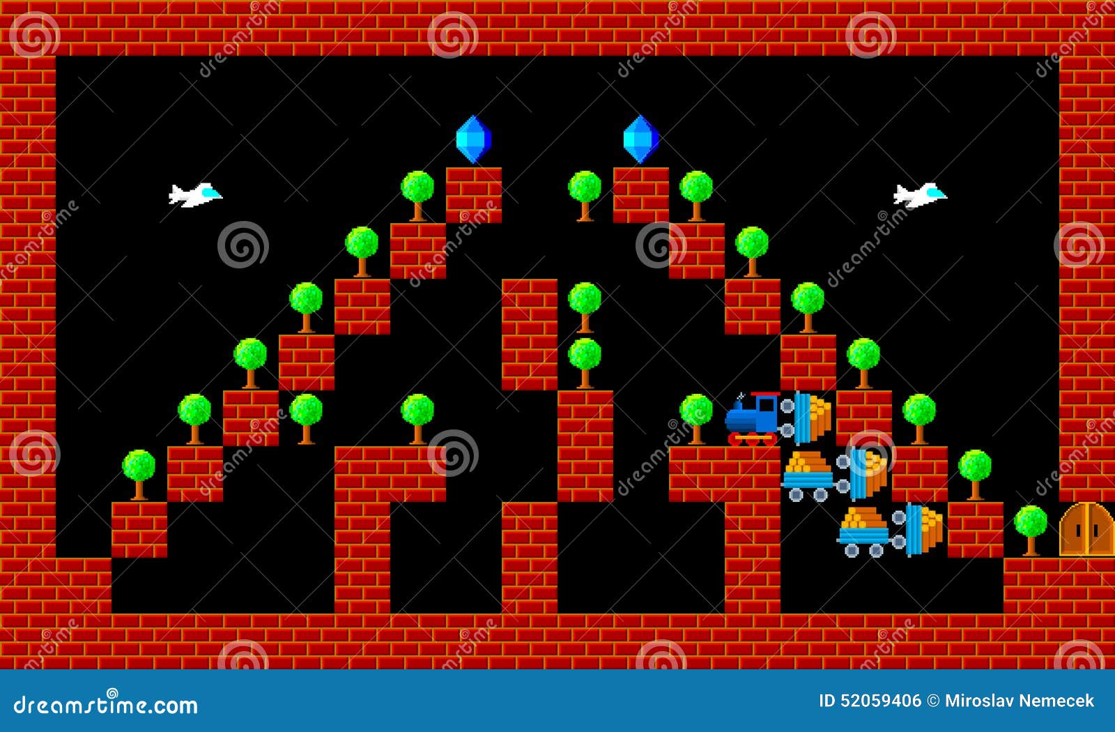 Train, Retro Style Game Pixelated Graphics Stock Illustration ...