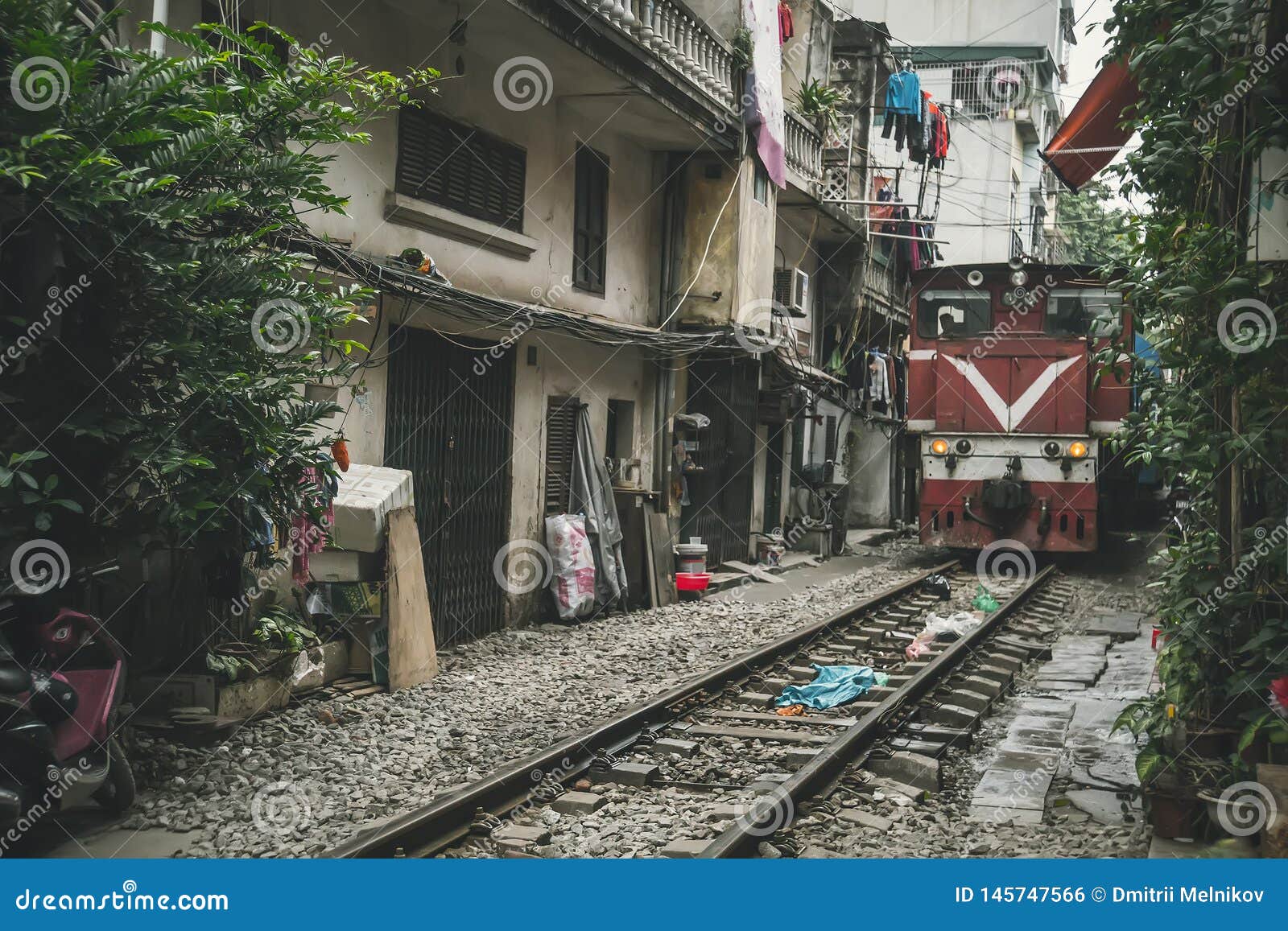 A Train Run through an Ancient Town Stock Photo - Image of european ...