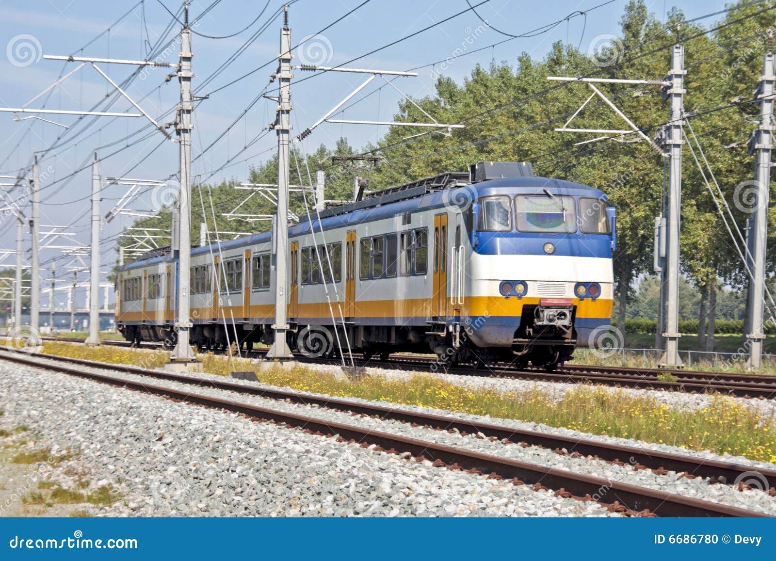 Train Running in the Countryside of Netherlands Stock Photo - Image of ...
