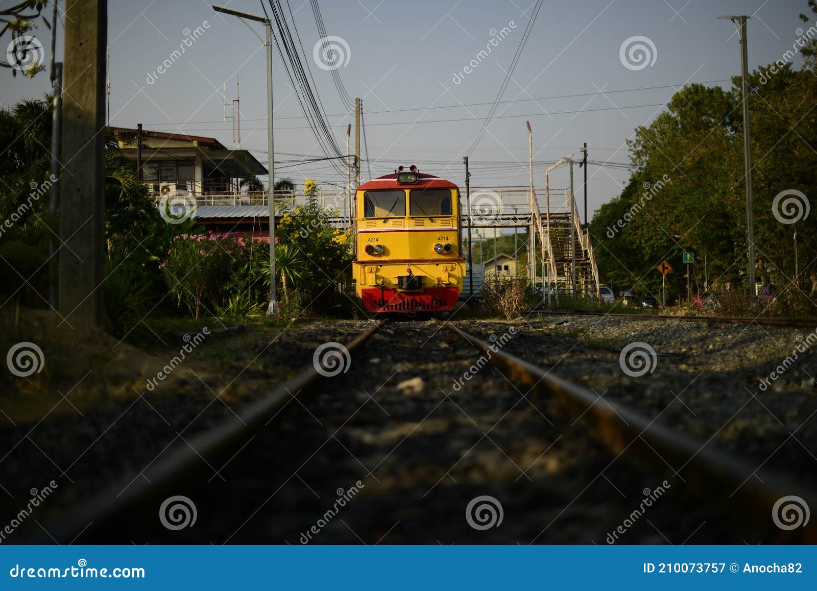 The Train is Running on the Rails Editorial Photography - Image of ...
