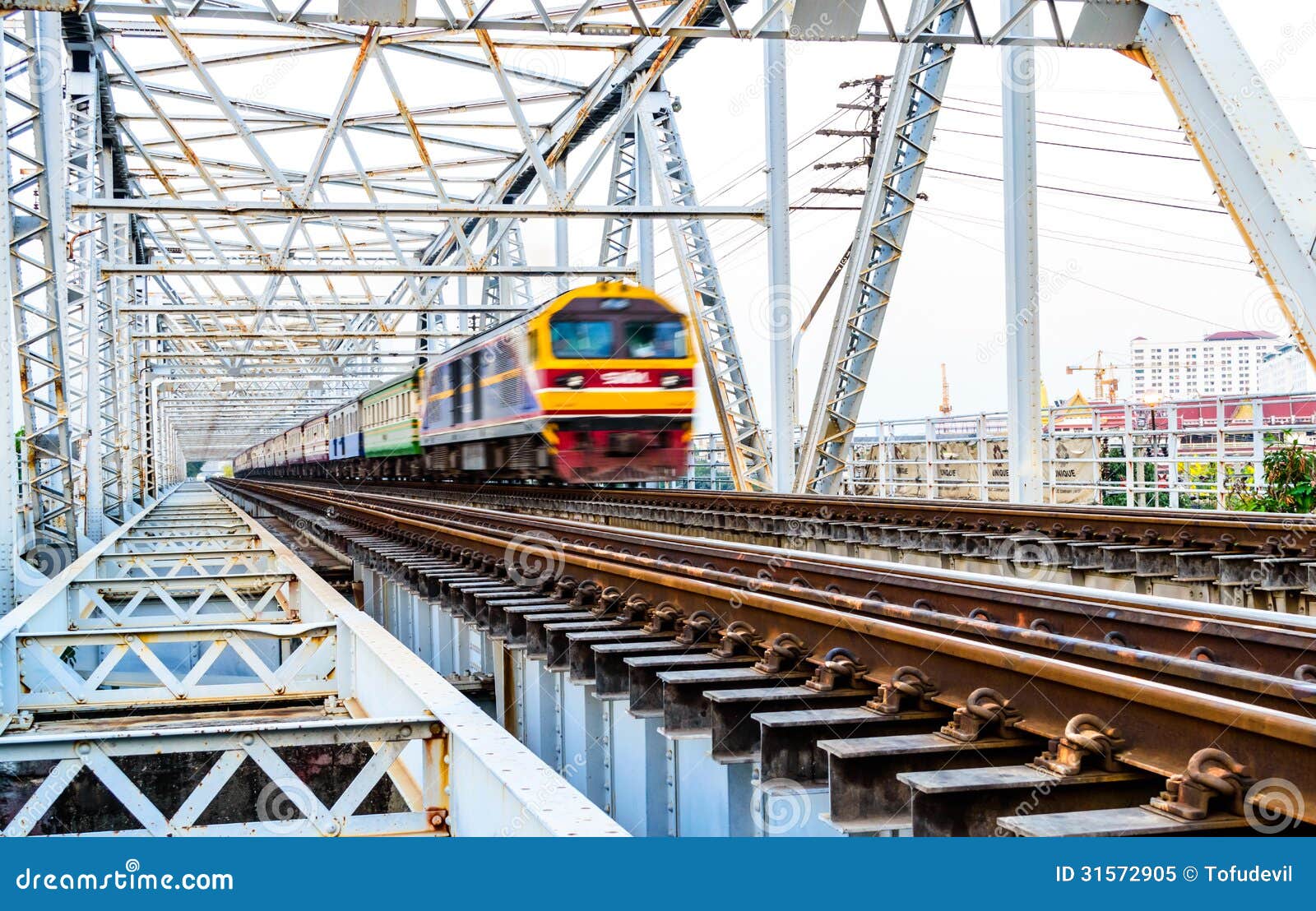Train is Running on the Railway Bridge. Stock Image - Image of motion ...