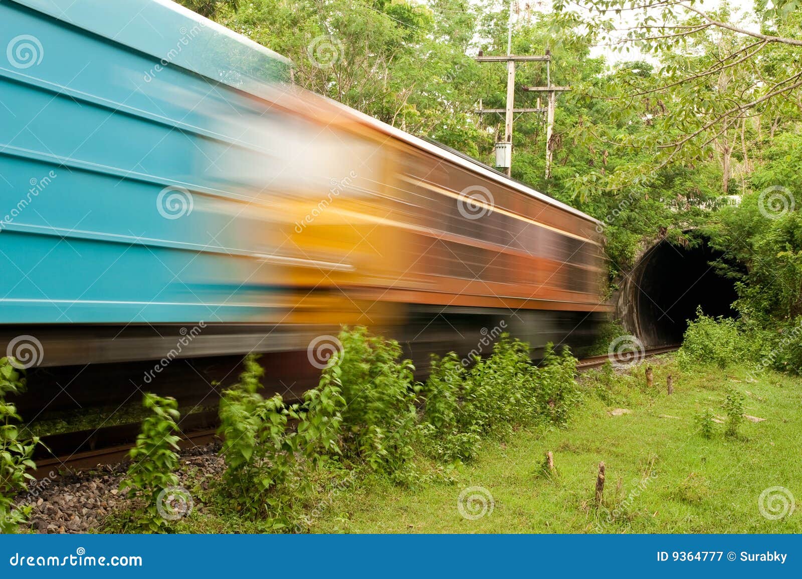 Train running in to tunnel stock image. Image of motion - 9364777