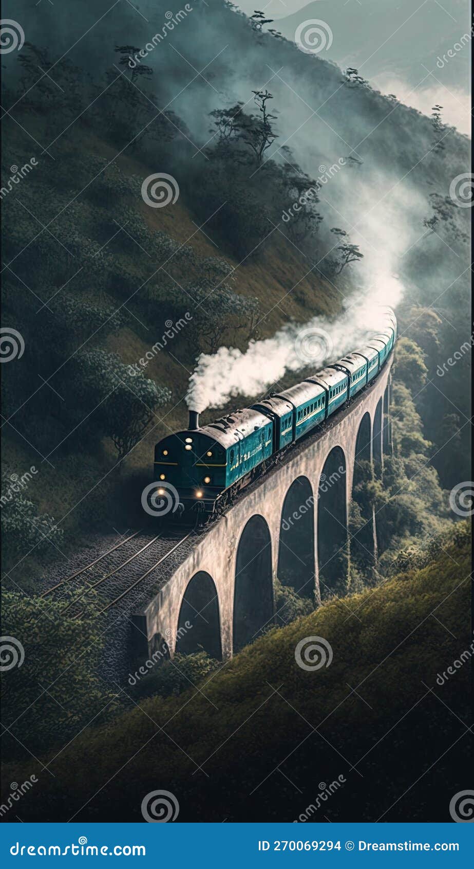 Train is Running on Track Above the Mountains Generative AI Stock ...