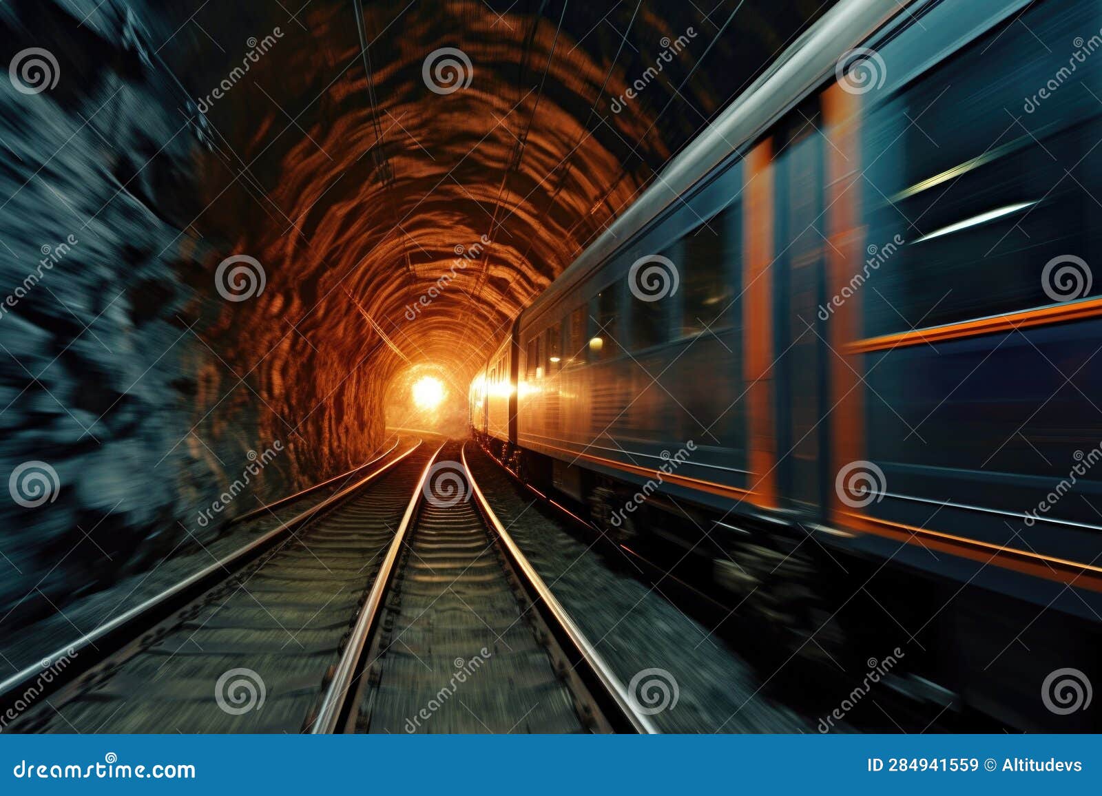 Train Rushing through a Tunnel with Motion Blur Effect Stock Image ...