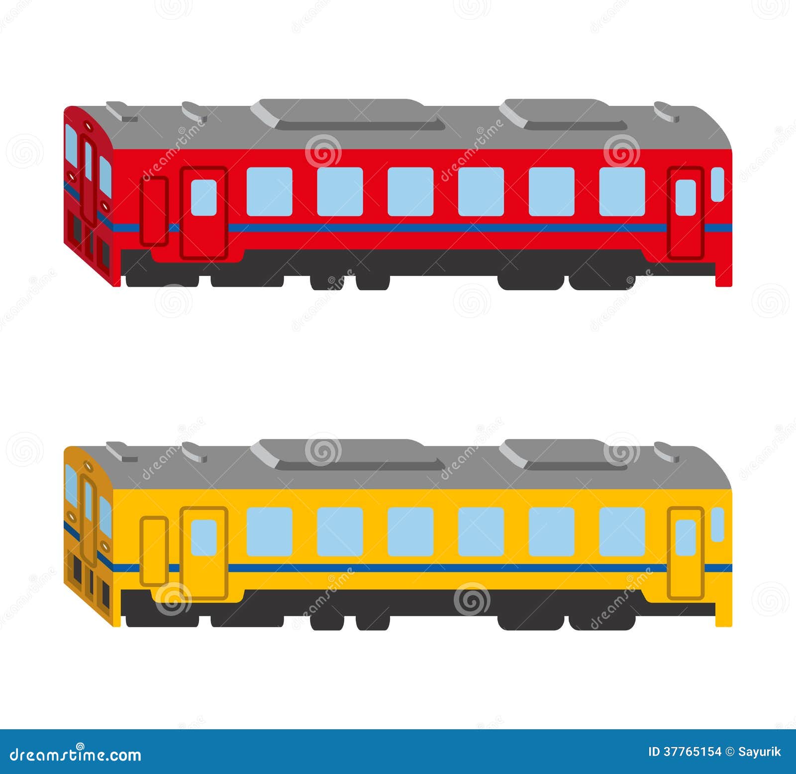 Train Set, Isolated, Side View Stock Vector - Illustration of view ...