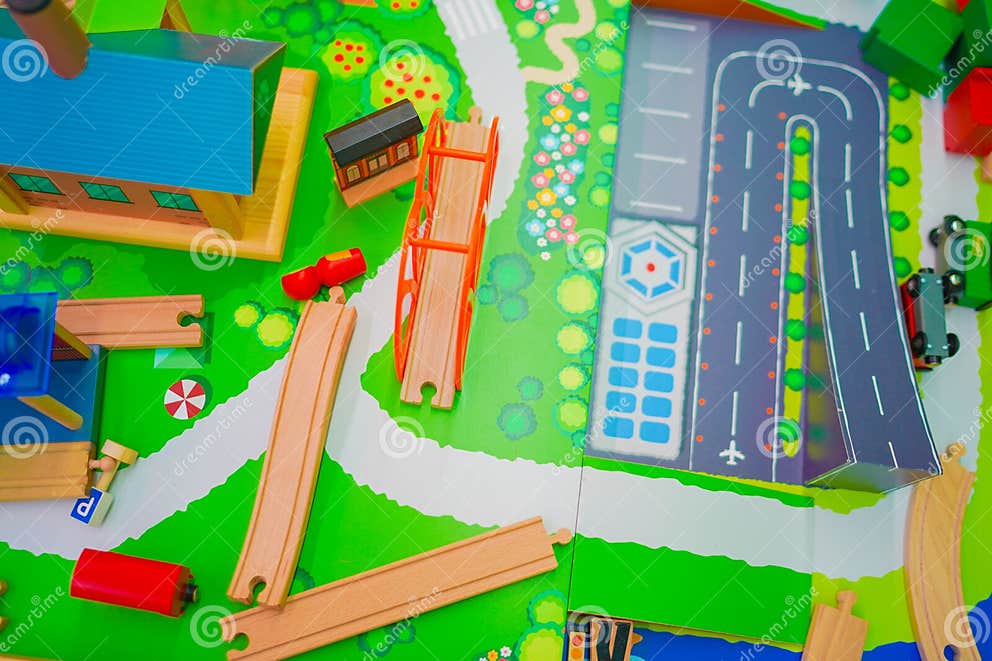 Train set playground editorial stock photo. Image of vehicle - 301359903