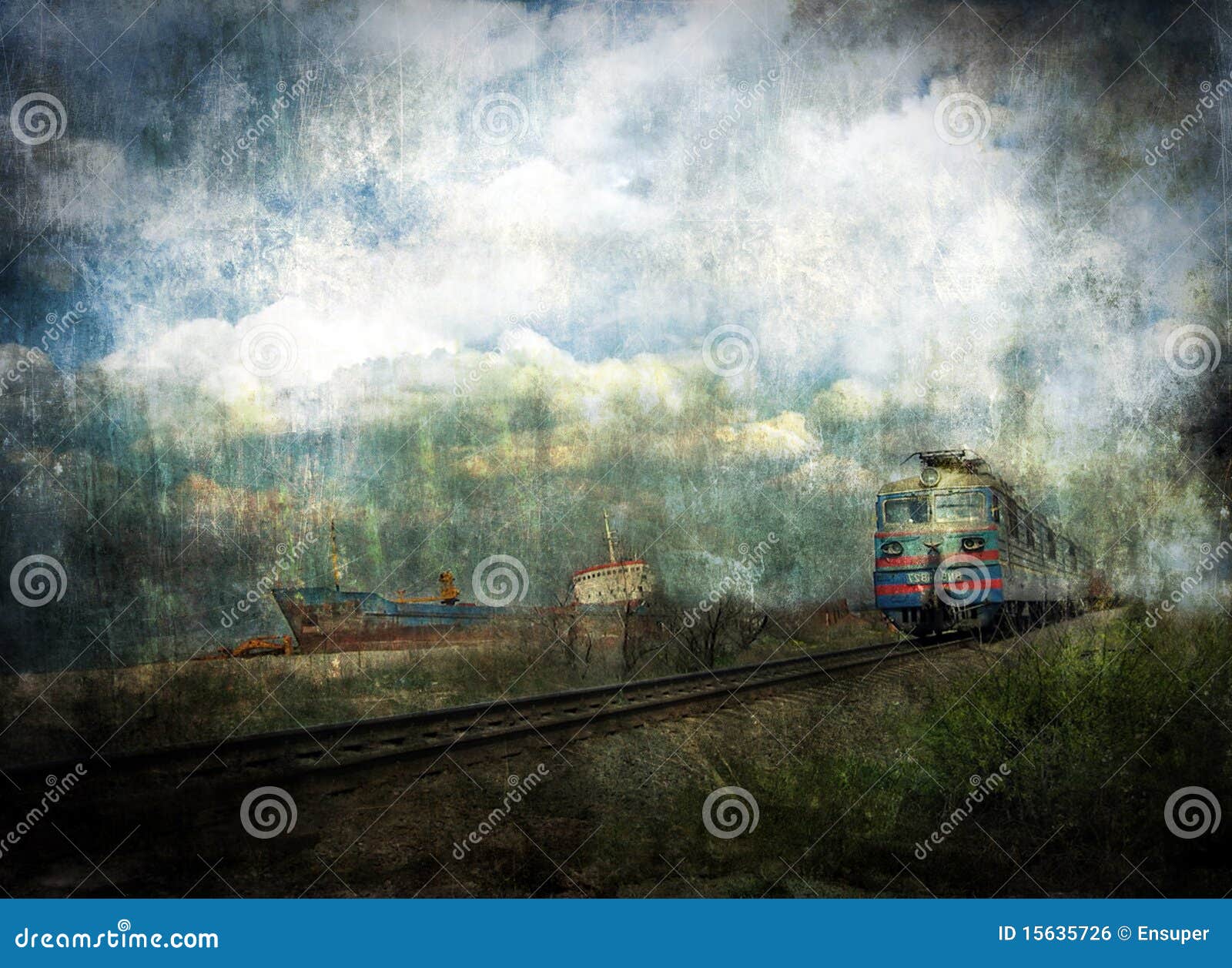 Train and ship stock illustration. Illustration of layers - 15635726