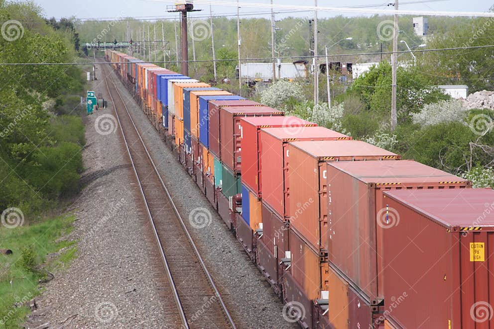 Train of Shiping Containers Stock Image - Image of diesel, export: 5200025