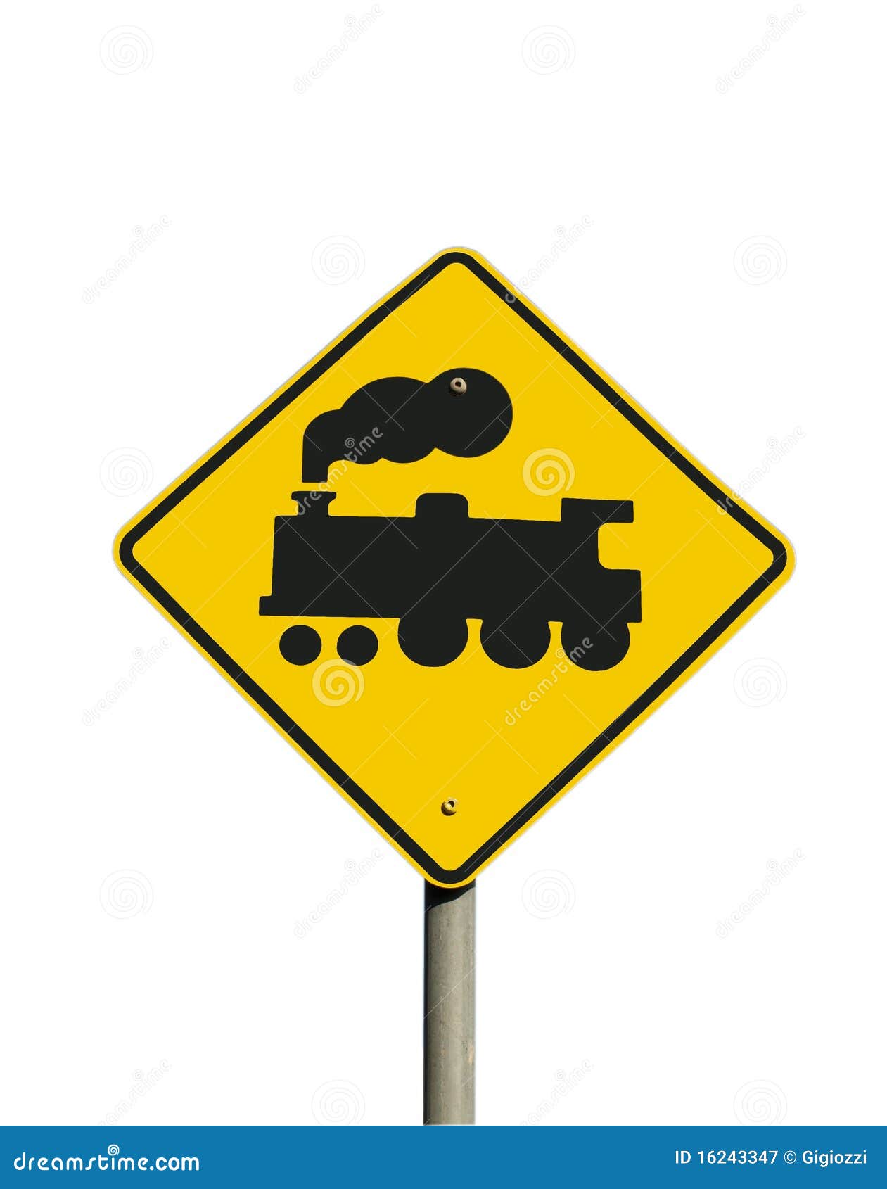 Train sign (isolated) stock image. Image of crossing - 16243347