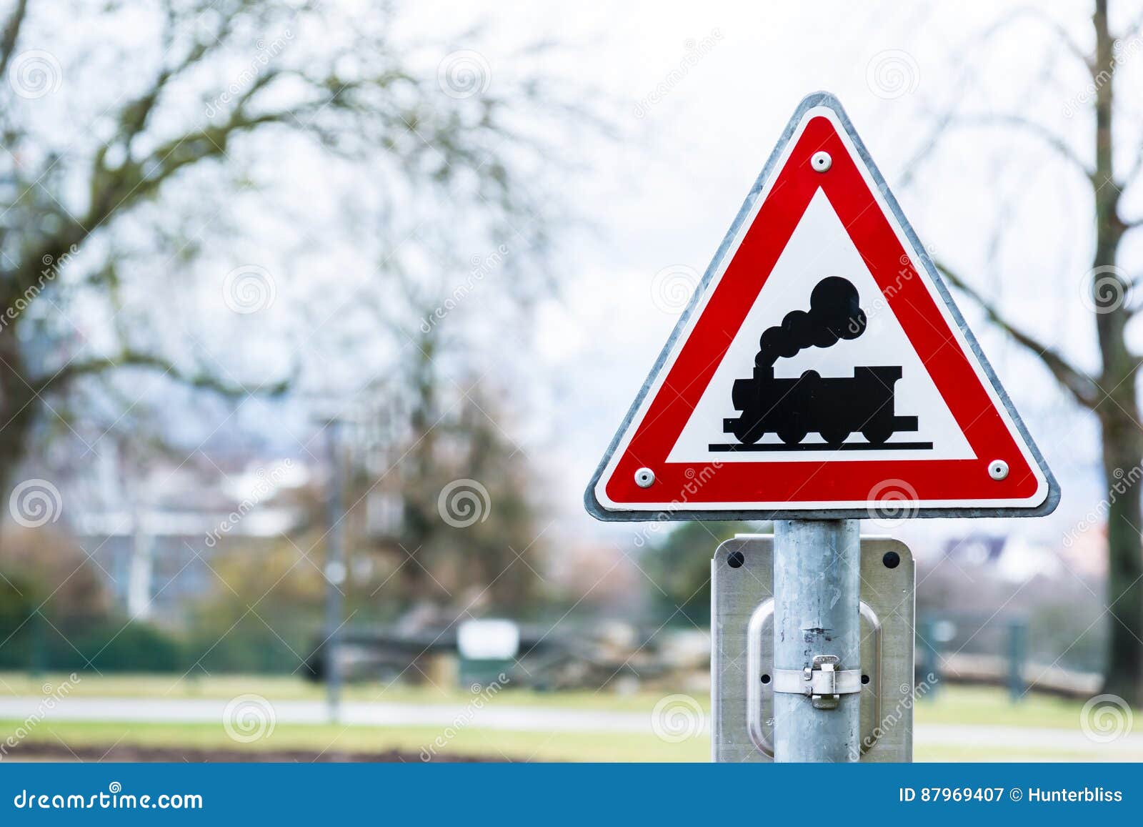 Train Sign Warning Red Caution Traffic Law Rules Triangle Metal Stock ...