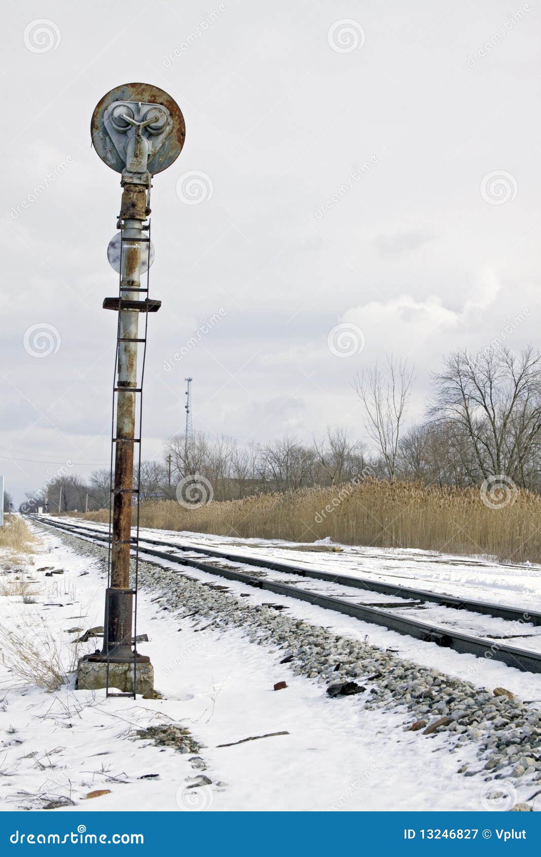 Train signal stock image. Image of distance, rails, winter - 13246827