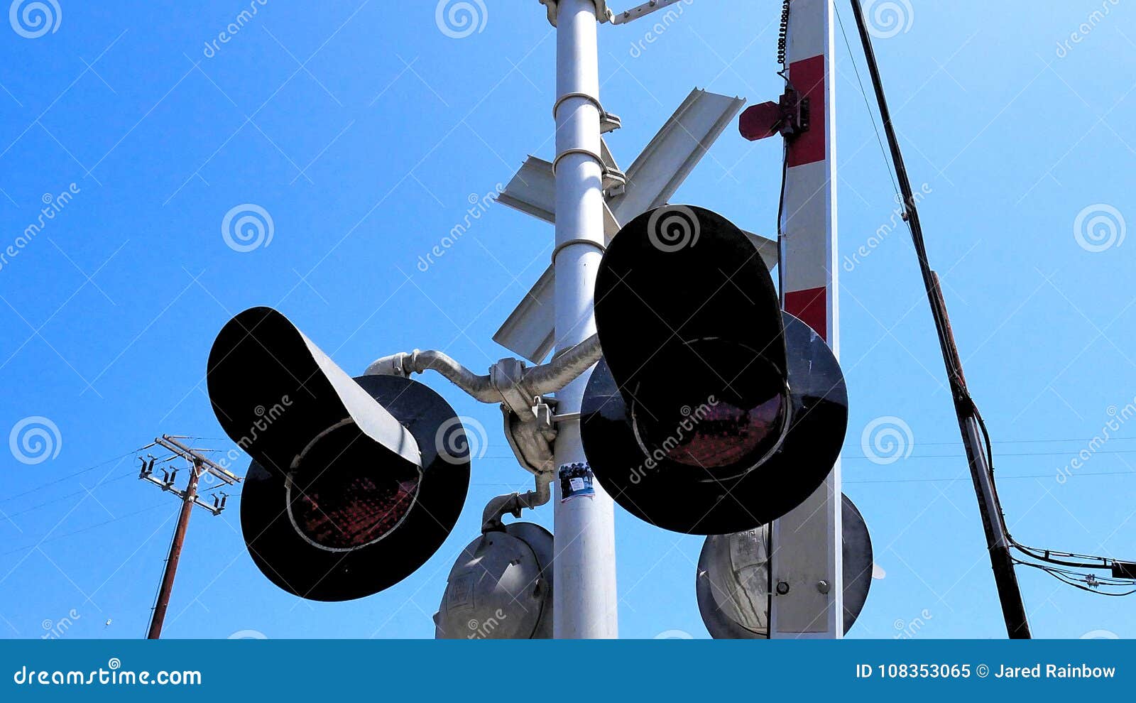 Train Rail Road Crossing Warning Sign Train Tracks Stock Image - Image ...
