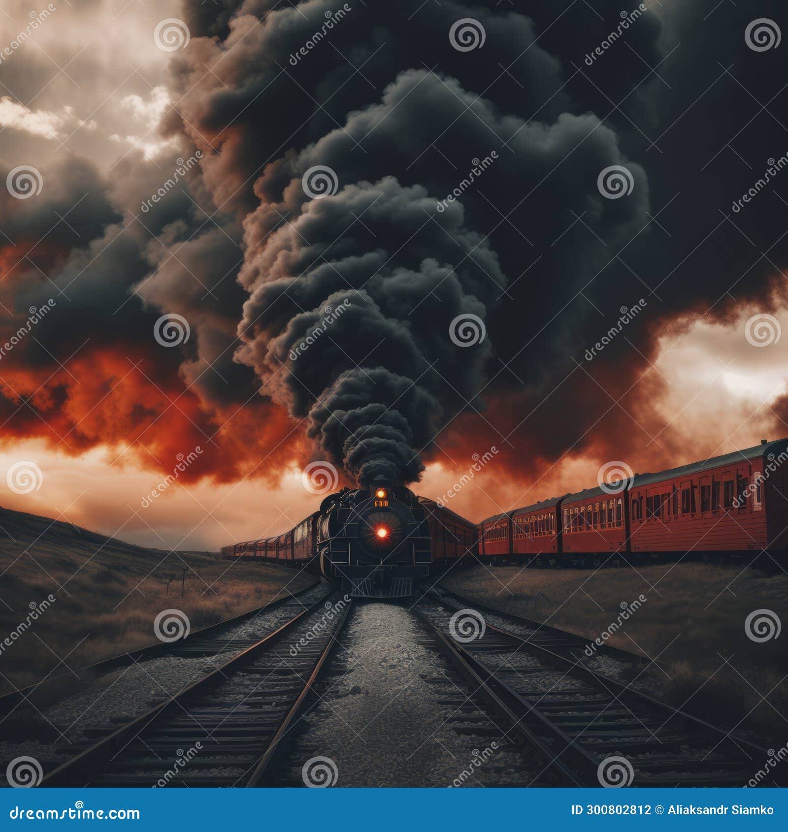 A Train with Smoke Coming Out of it Stock Photo - Image of nature ...