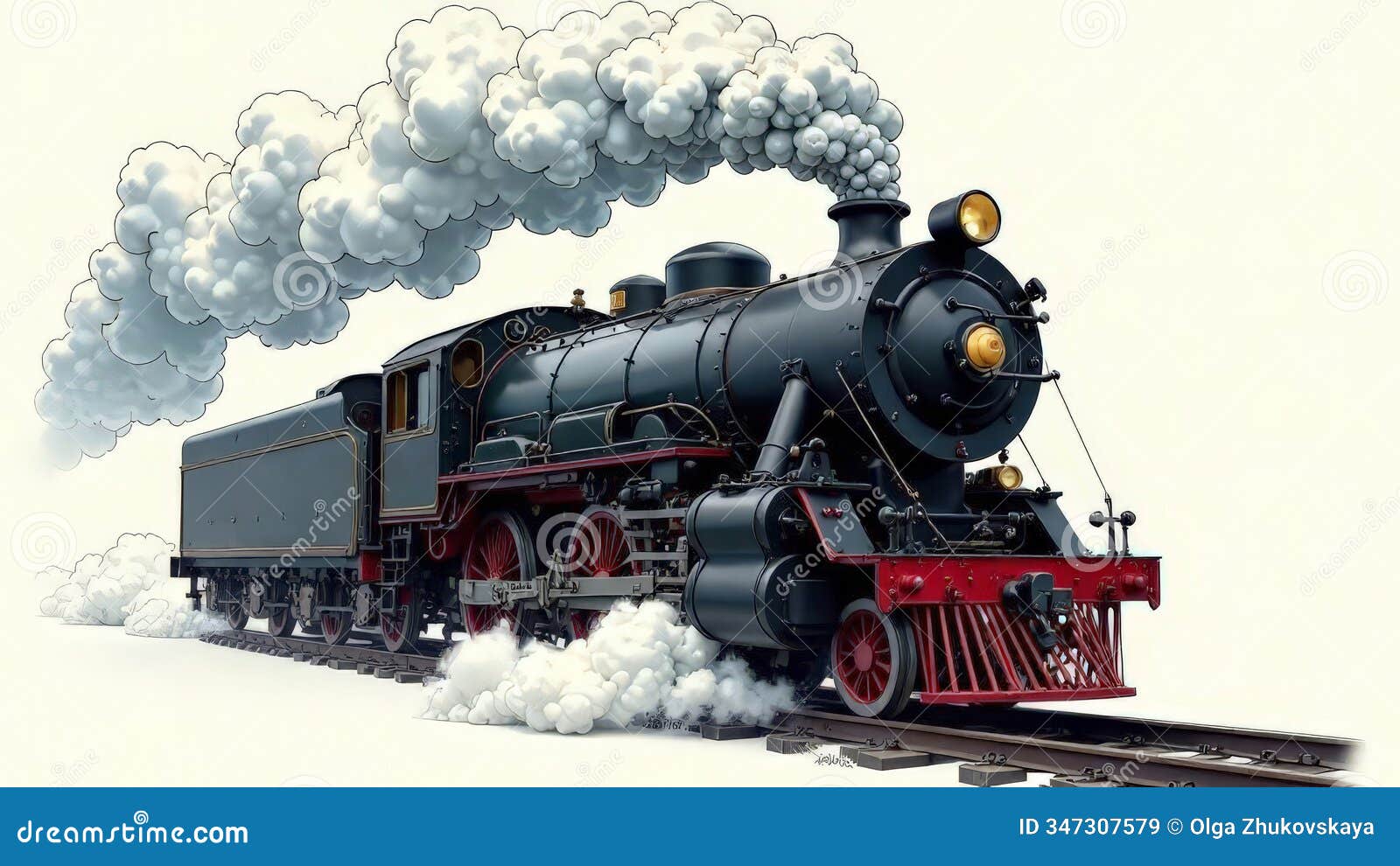 Train with Smoke on White Background Stock Illustration - Illustration ...