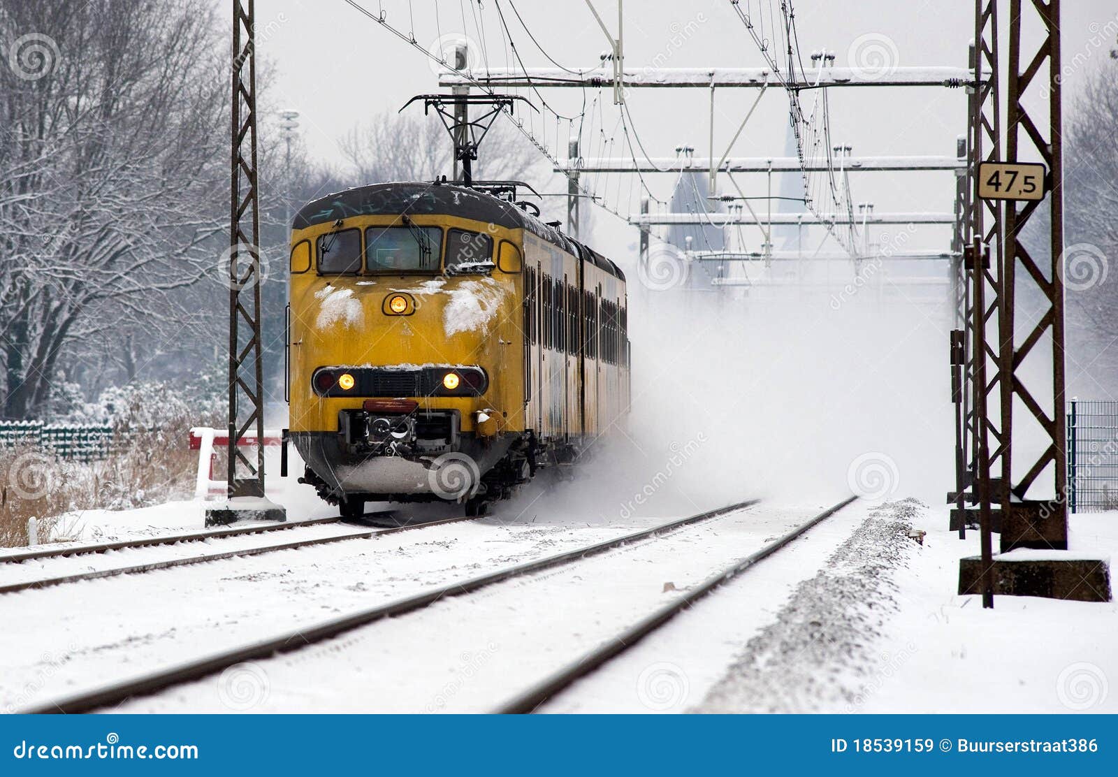 Train in snow stock image. Image of myst, railroad, snowfall - 18539159