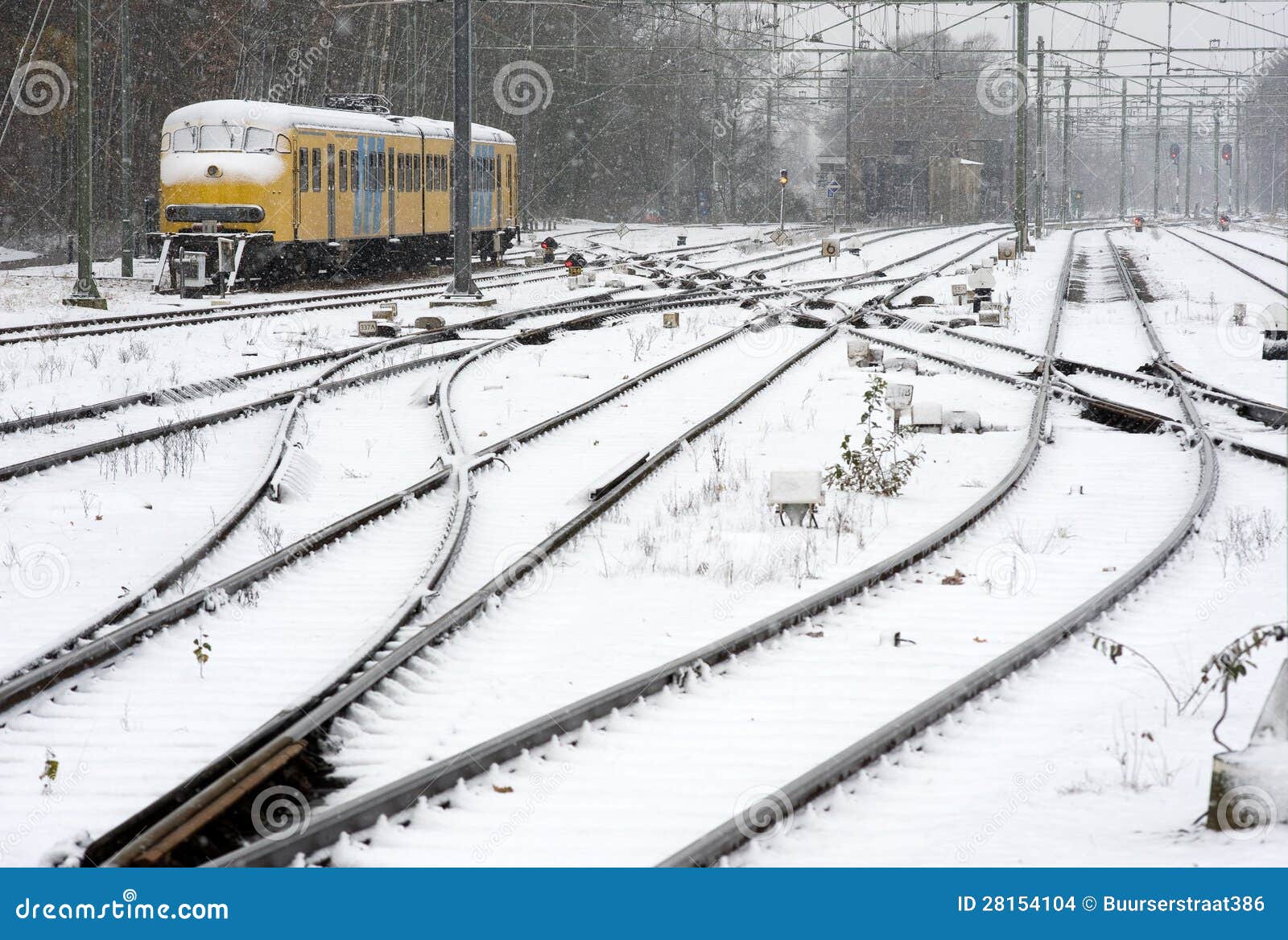 Train in snow stock photo. Image of travel, railway, track - 28154104