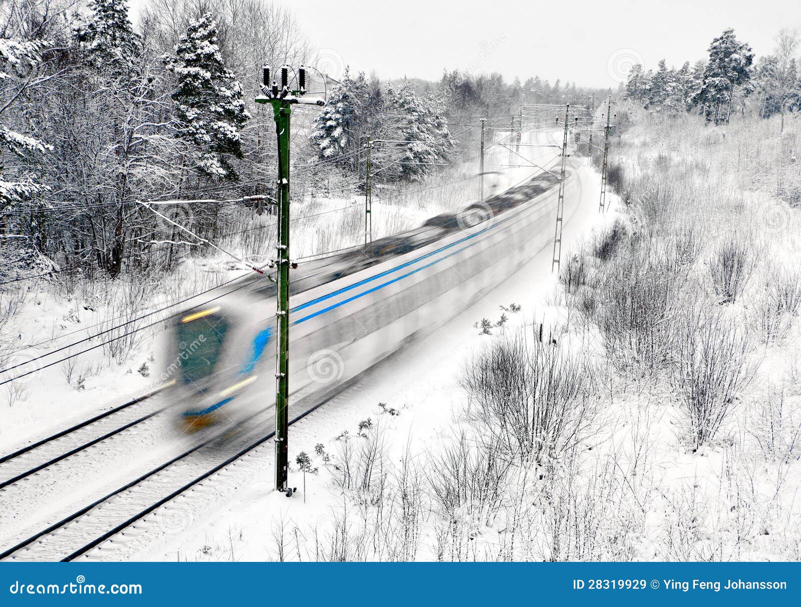 Train in snow stock image. Image of blue, railroad, travel - 28319929