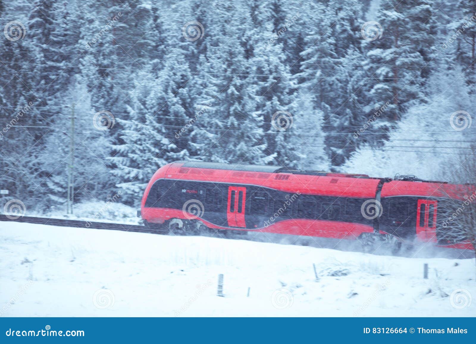 Train in snow editorial stock image. Image of speed, snowing - 83126664