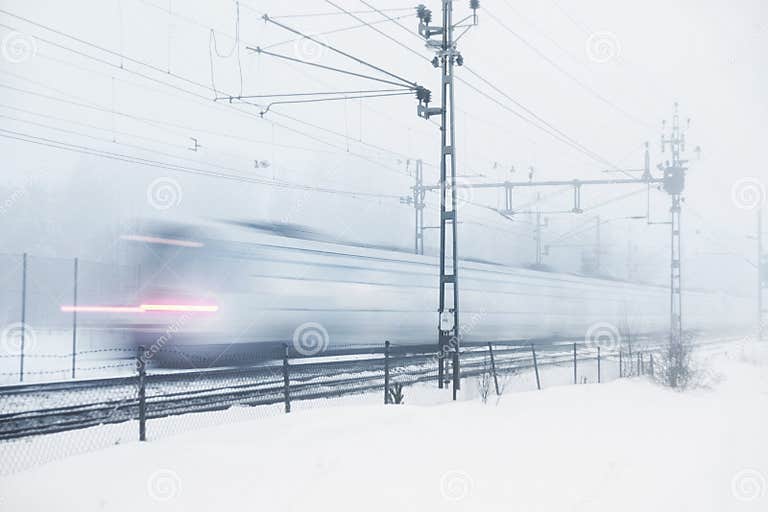 Train in snow storm stock photo. Image of snow, ecological - 16683082