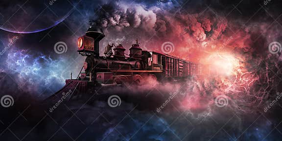 Train in space stock photo. Image of train, surreal - 296494536
