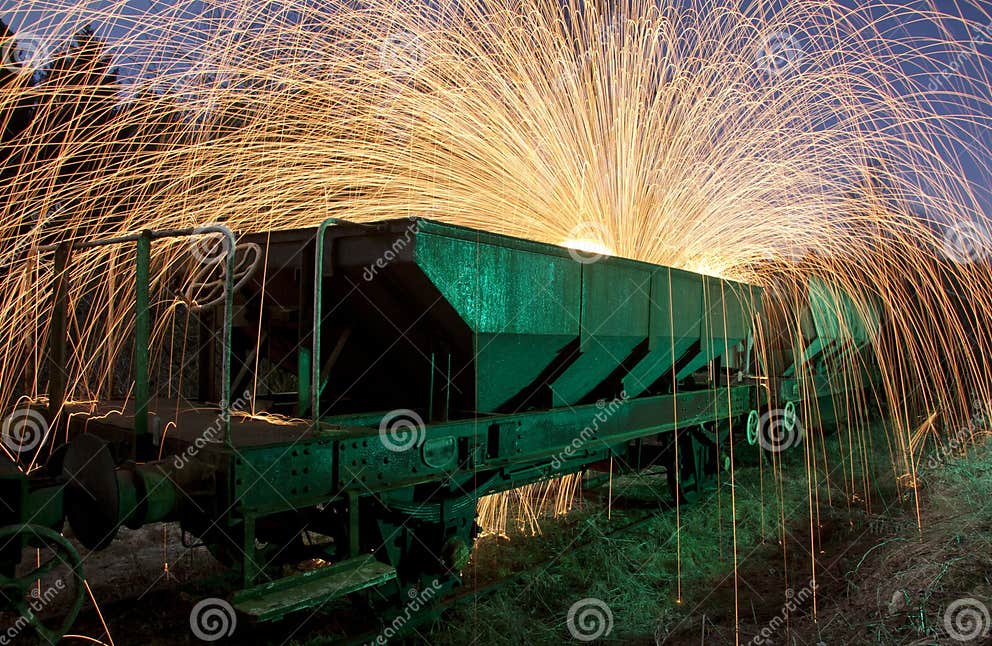 Train and sparks stock image. Image of painting, trail - 22789025