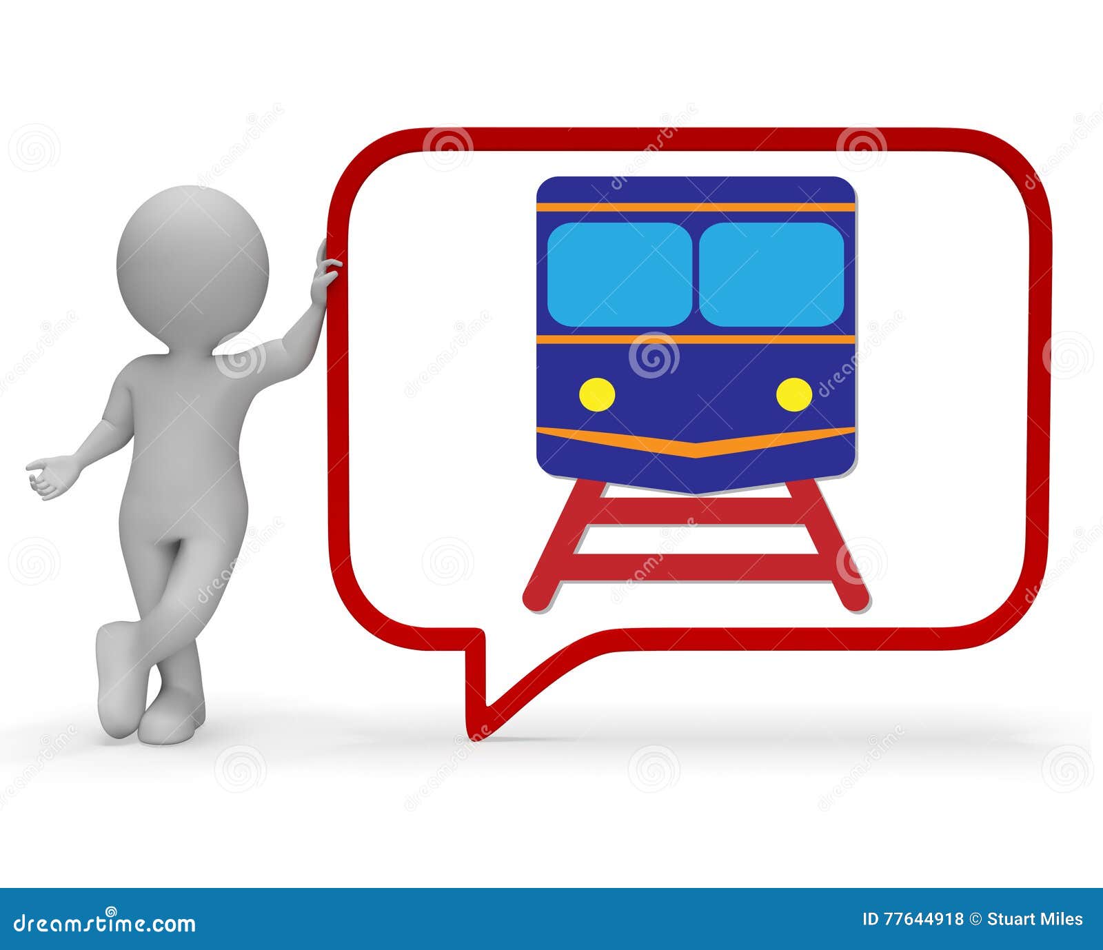 Train Speech Bubble Represents Dialogue Railroad and Trains 3d ...