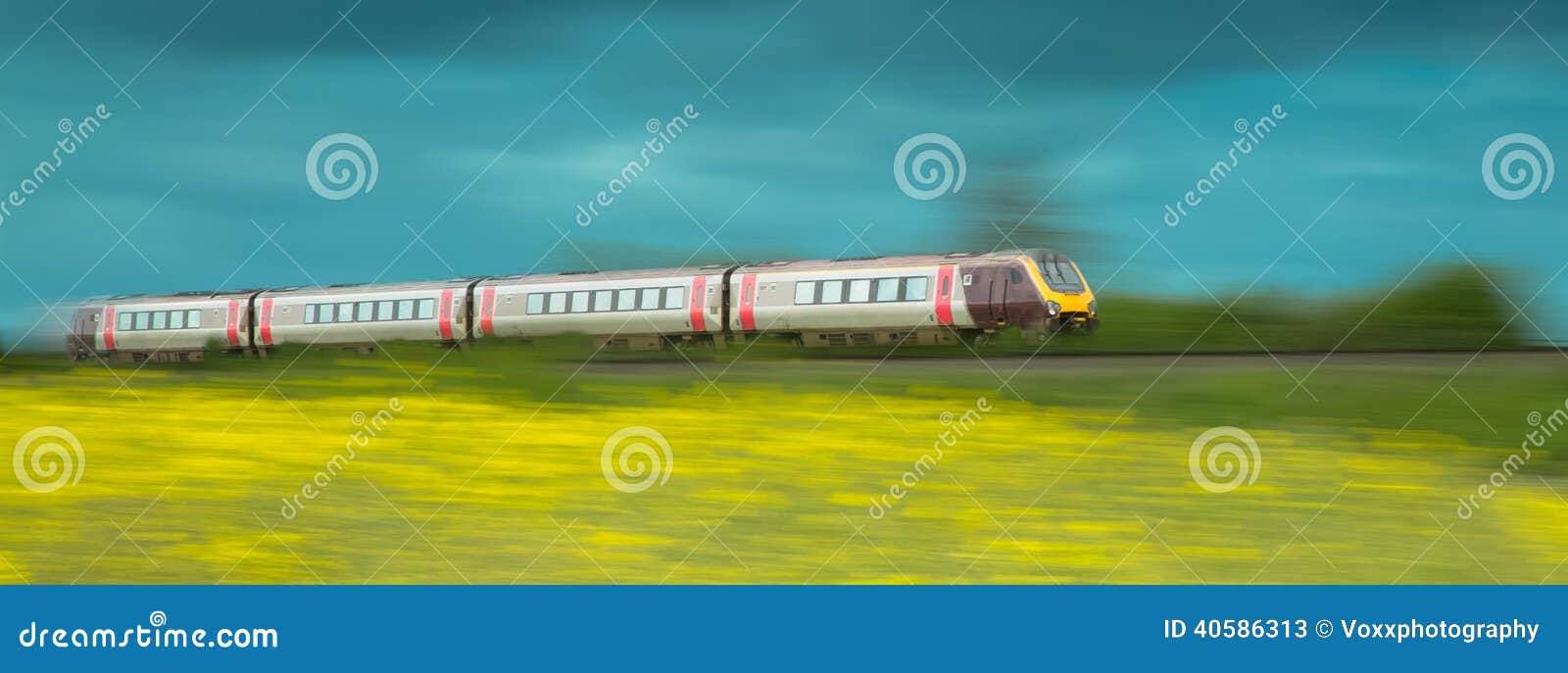 Train Speeding through Yellow Fields Stock Image - Image of city, move ...