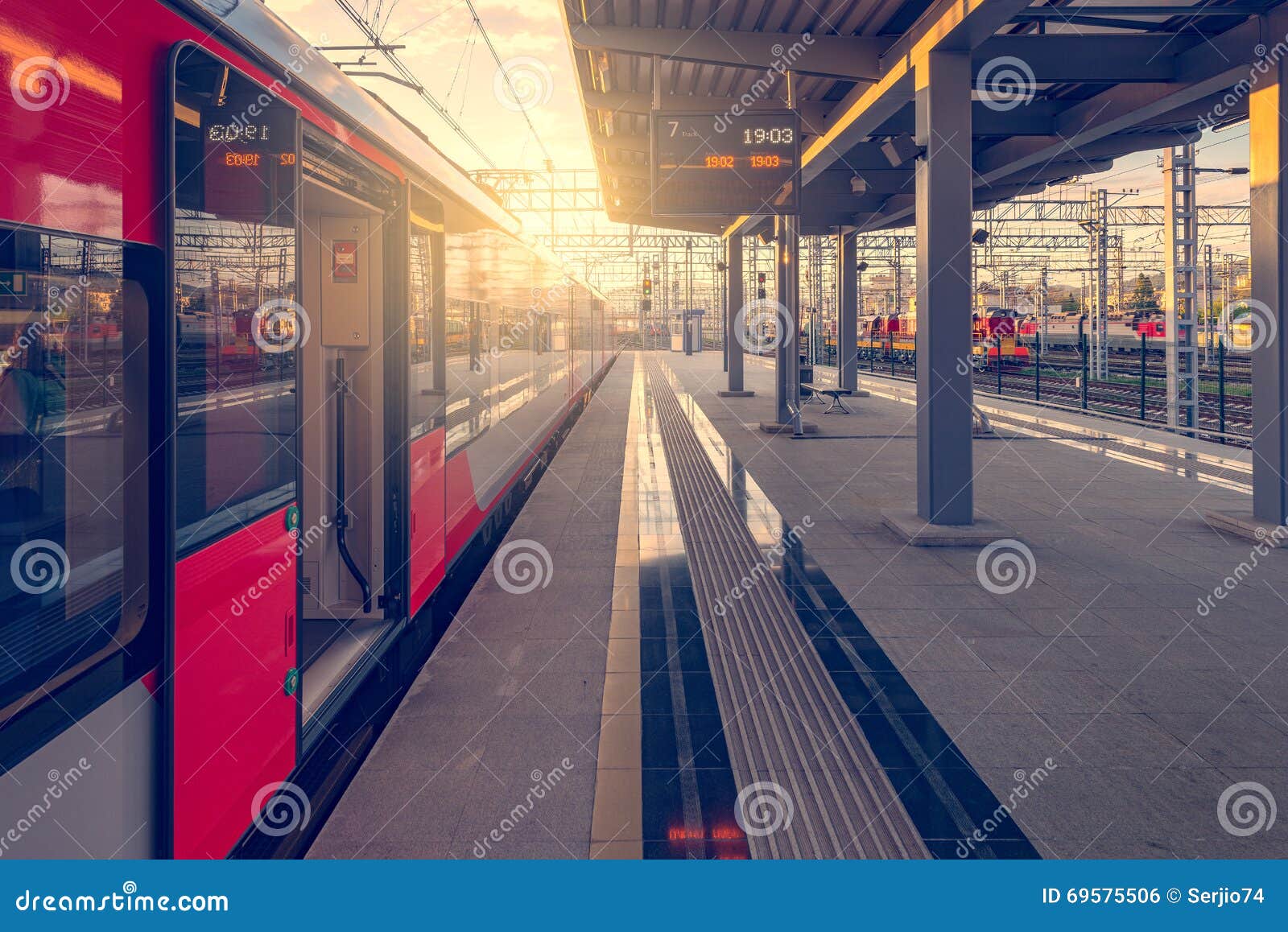 Train Stands by the Platform. Stock Photo - Image of embarkation ...