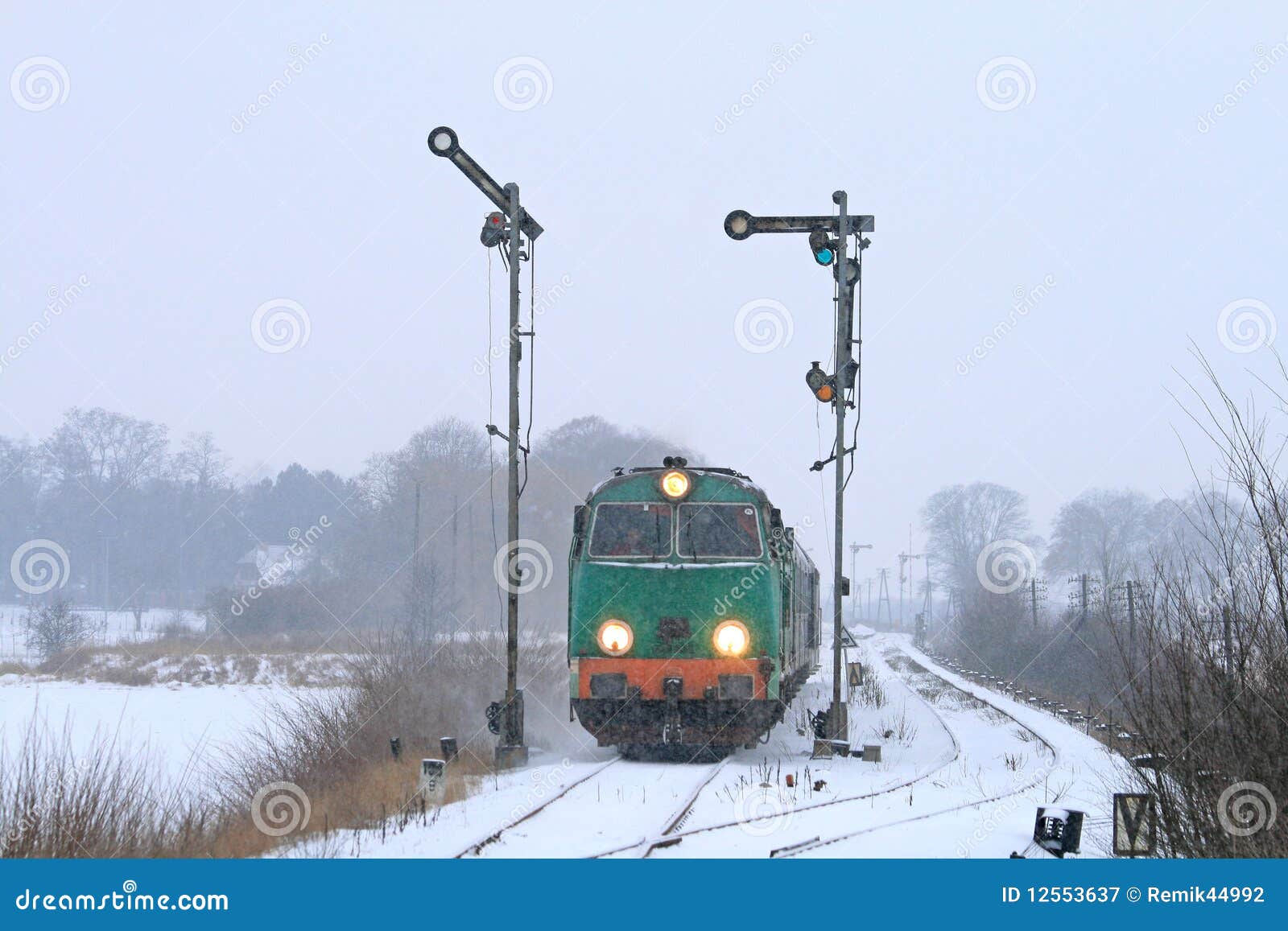 Train Starting from the Station Stock Image - Image of semaphore ...