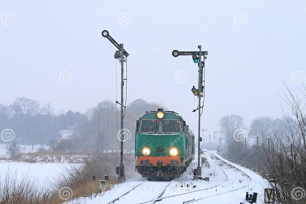 Train Starting from the Station Stock Image - Image of semaphore ...