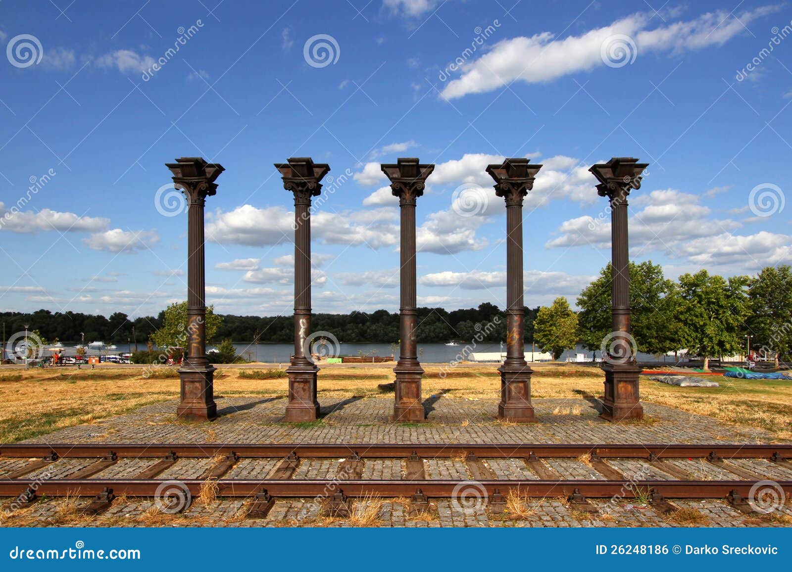 Train station stock photo. Image of column, river, cobble - 26248186