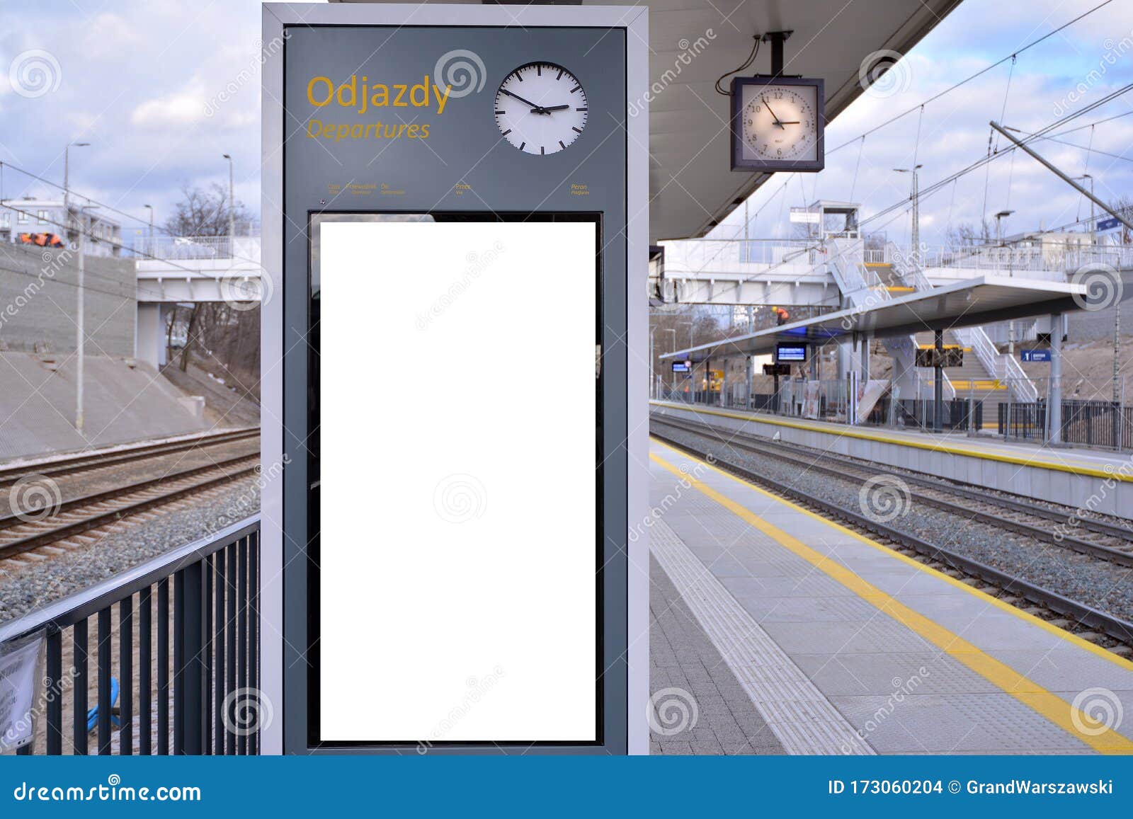 Empty Blank Billboard at Train Station Stock Photo - Image of monitor ...