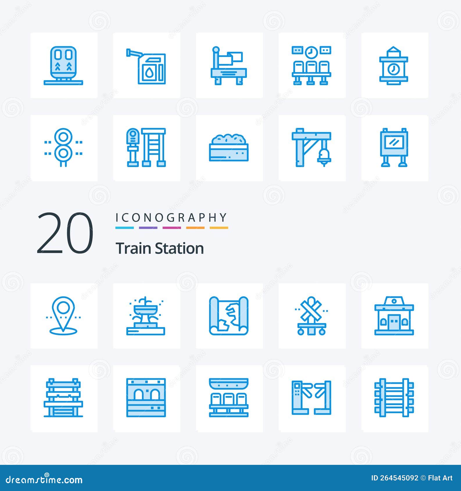 20 Train Station Blue Color Icon Pack Like Ticket Building Map Train ...